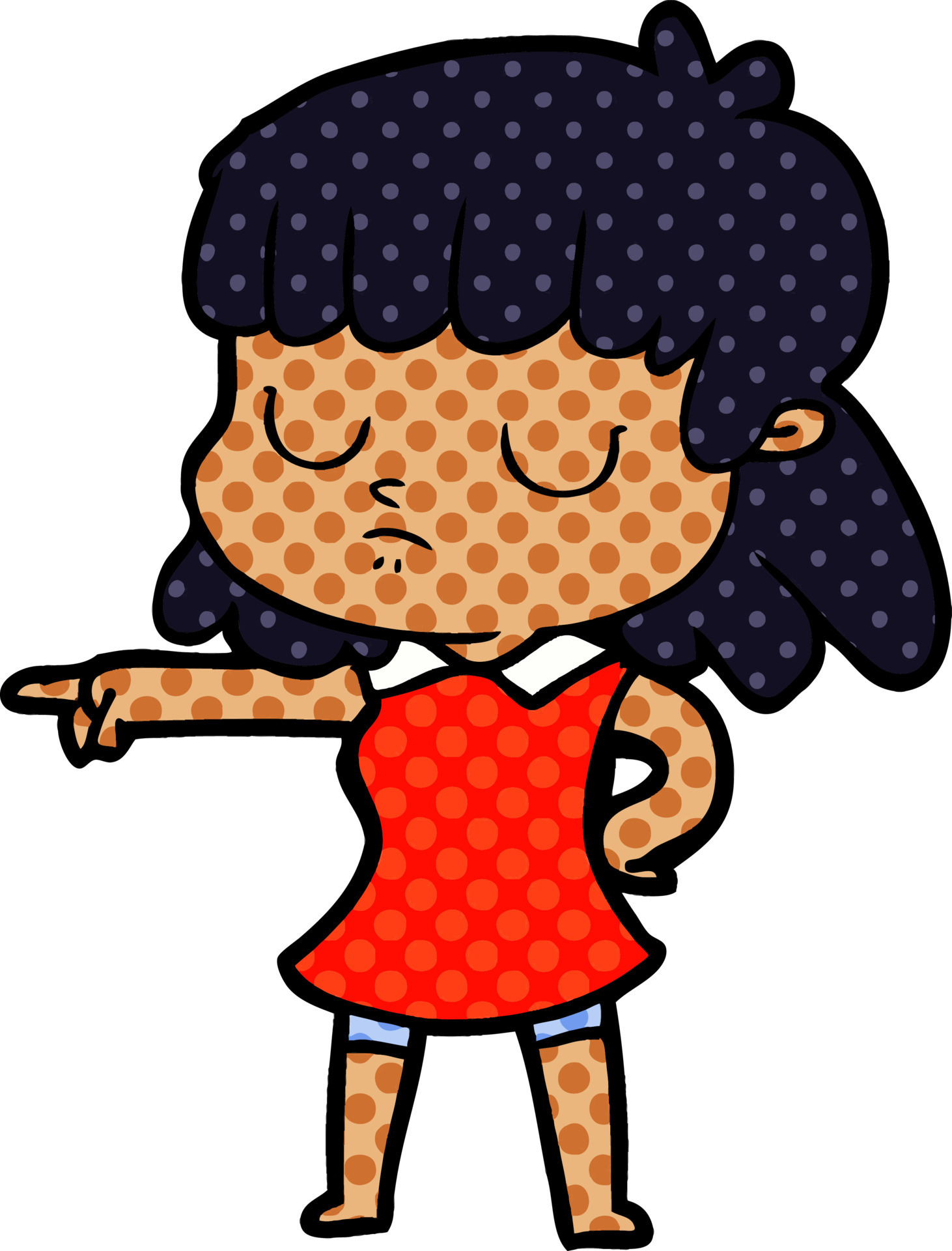 cartoon indifferent woman pointing 12422330 Vector Art at Vecteezy