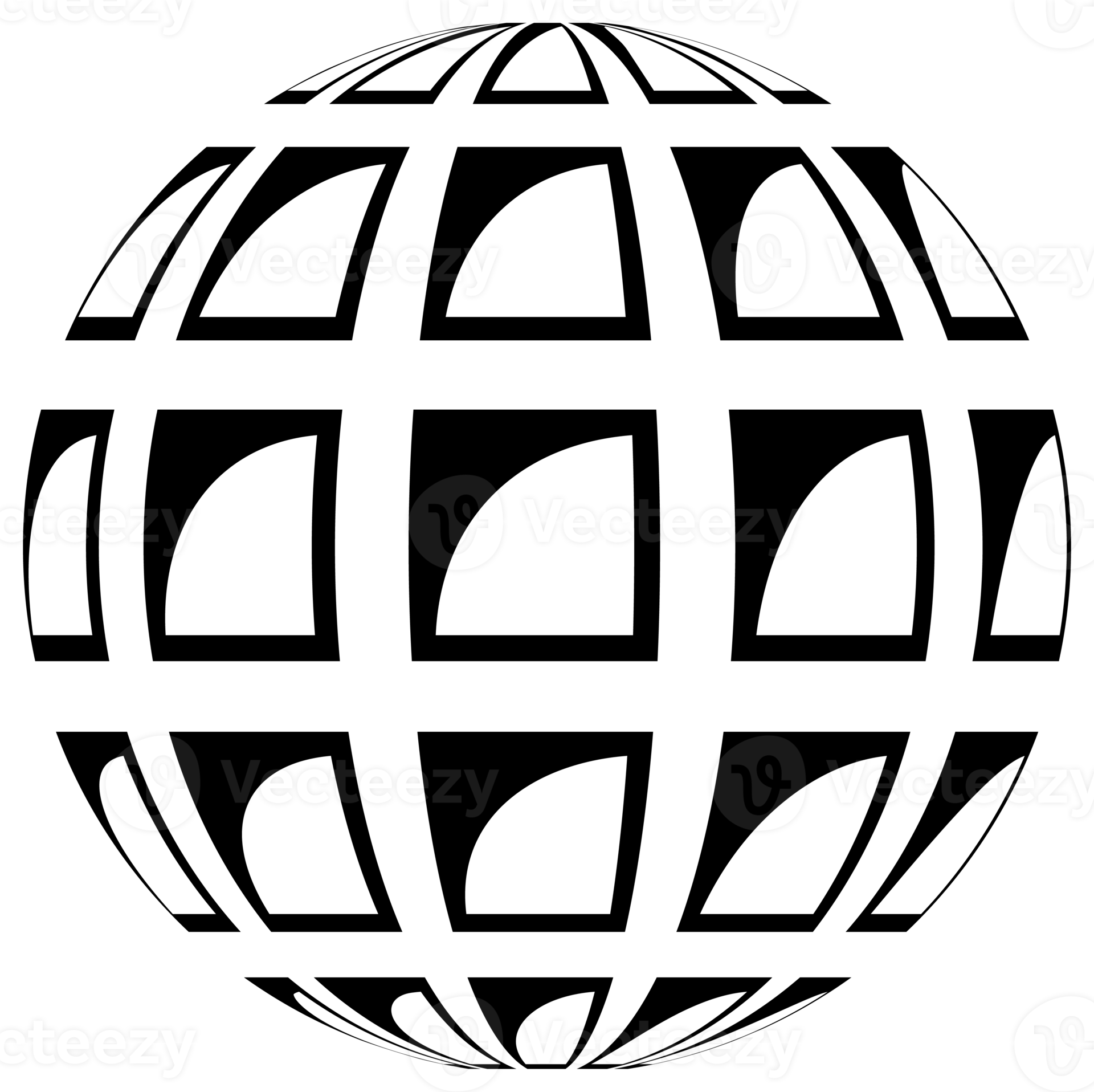 Abstract Patterned Sphere Design Element In Black Color Png With