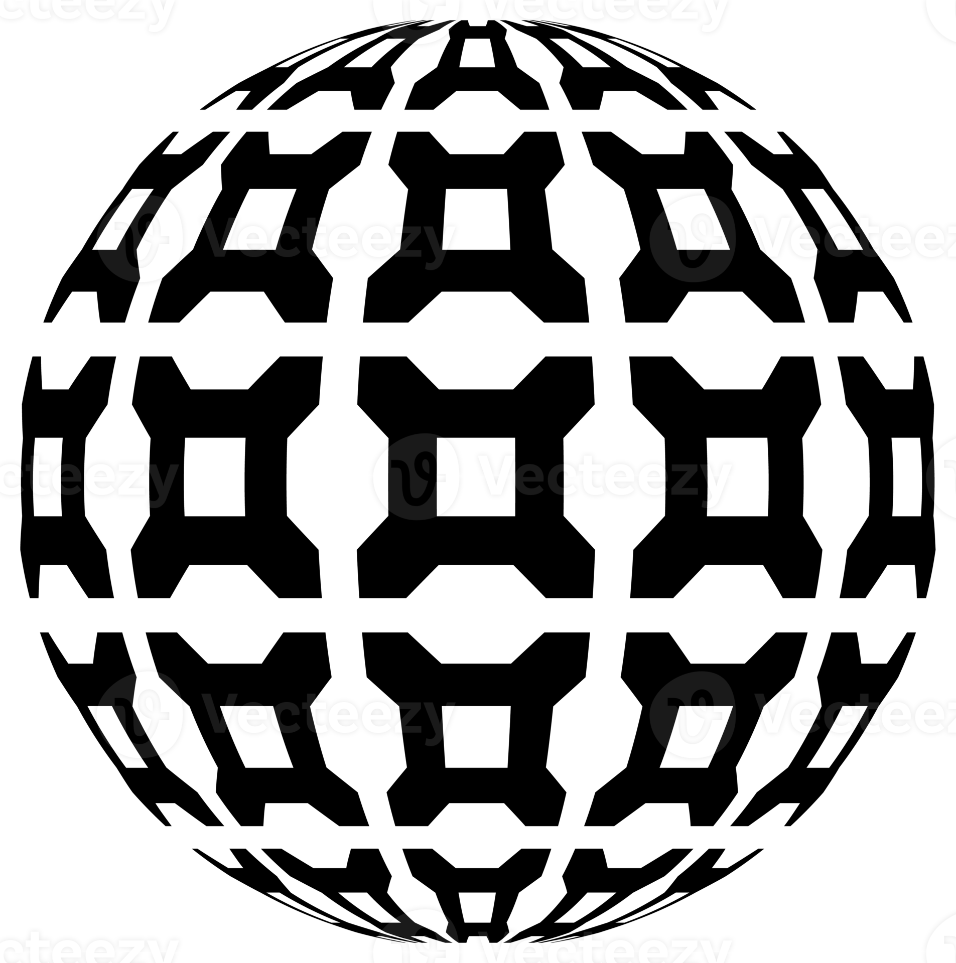 Abstract Patterned Sphere Design Element In Black Color Png With
