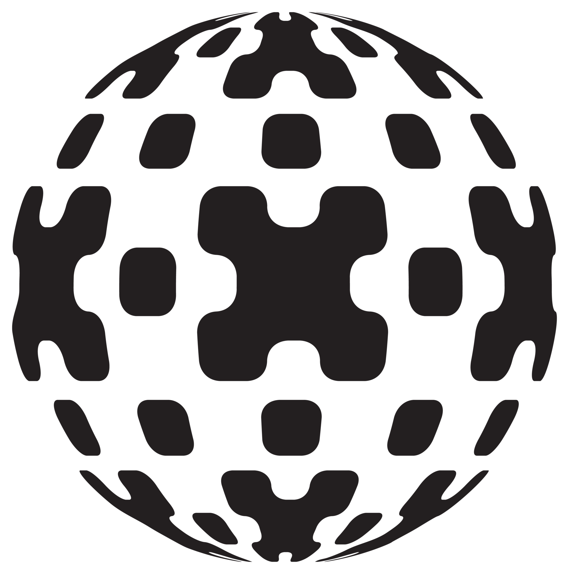 Abstract Patterned Sphere Design Element In Black Color Png With