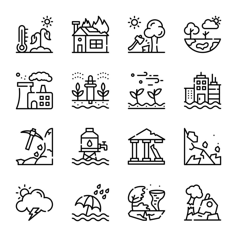 Pack Of Disasters Line Icons 12424474 Vector Art At Vecteezy