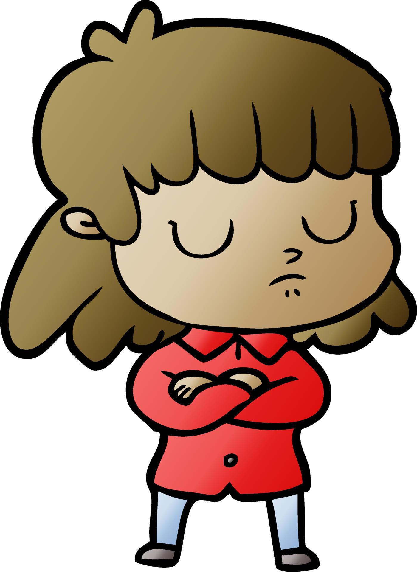 cartoon indifferent woman folding arms 12427669 Vector Art at Vecteezy