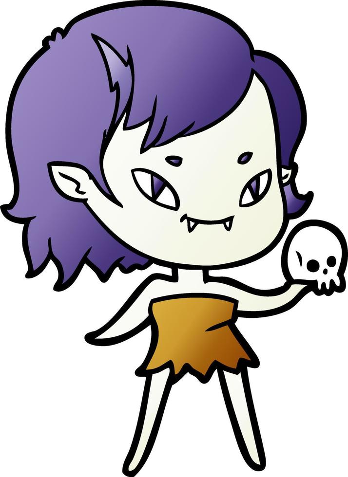Cartoon Friendly Vampire Girl With Skull 12443569 Vector Art At Vecteezy