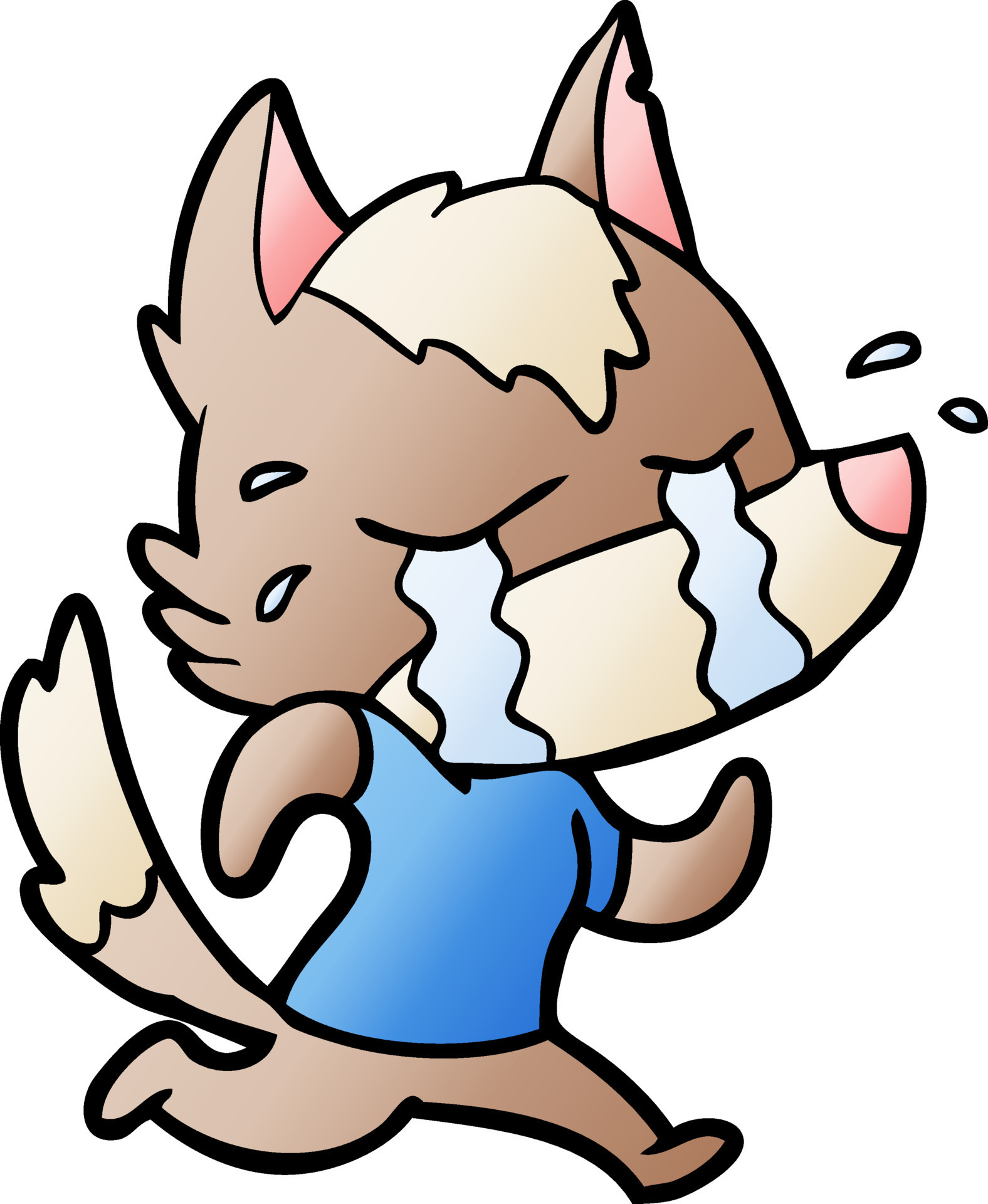 lobo llorando de dibujos animados huyendo 12443708 Vector en Vecteezy