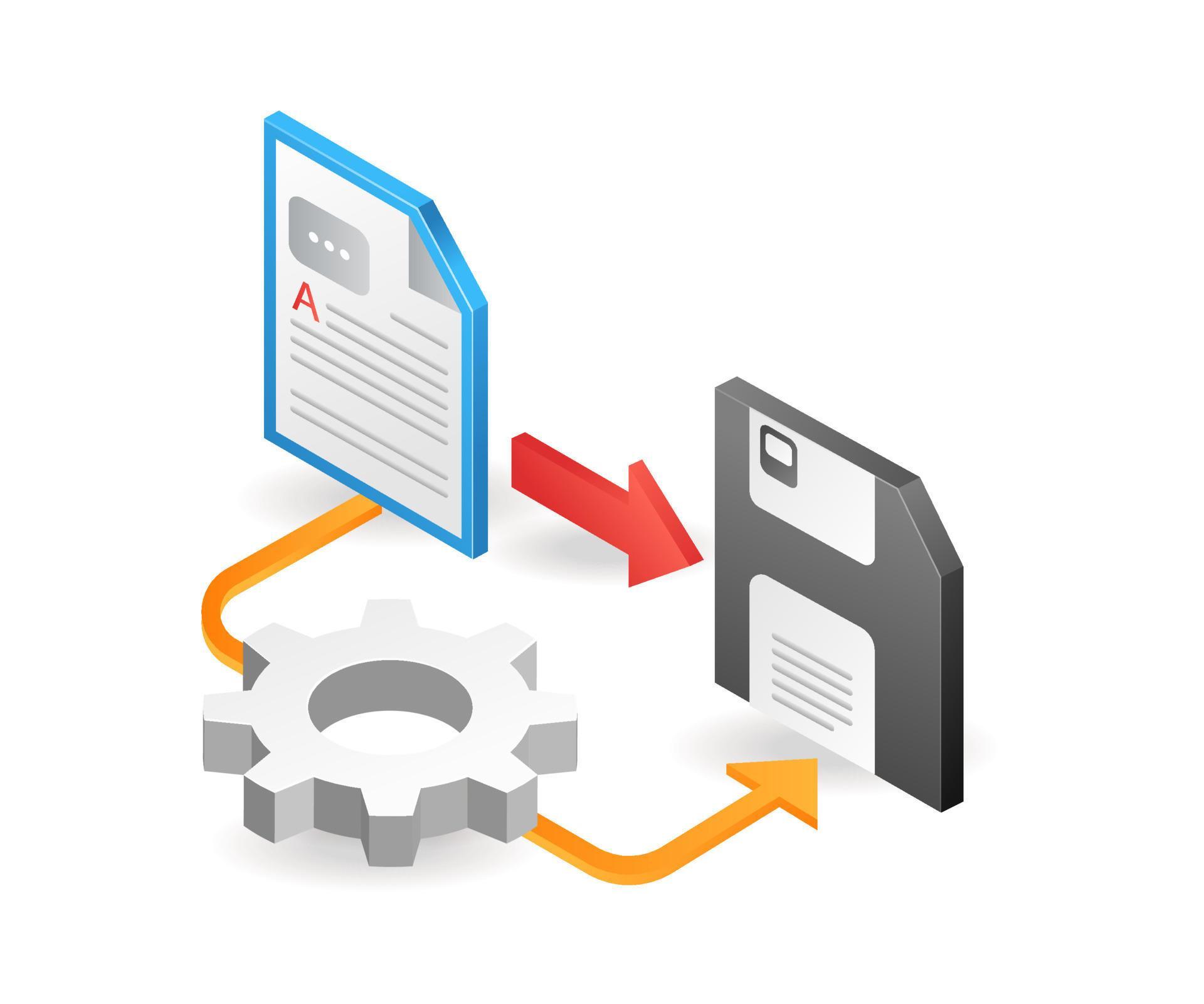 The process of saving data on disk 12445038 Vector Art at Vecteezy