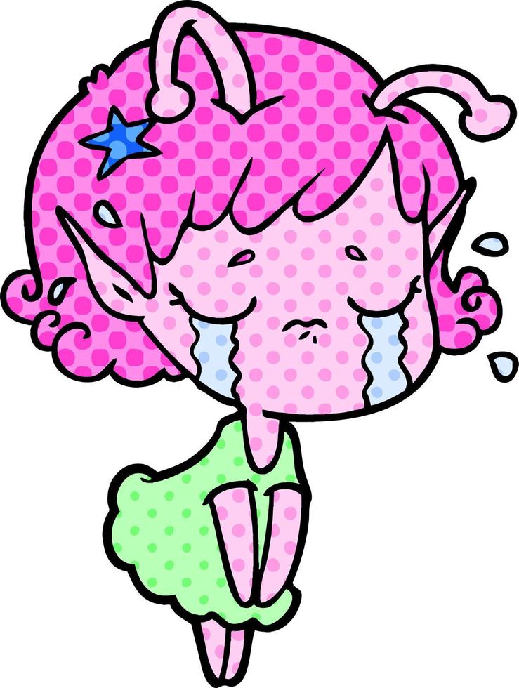 Cartoon Crying Alien Girl 12457371 Vector Art At Vecteezy