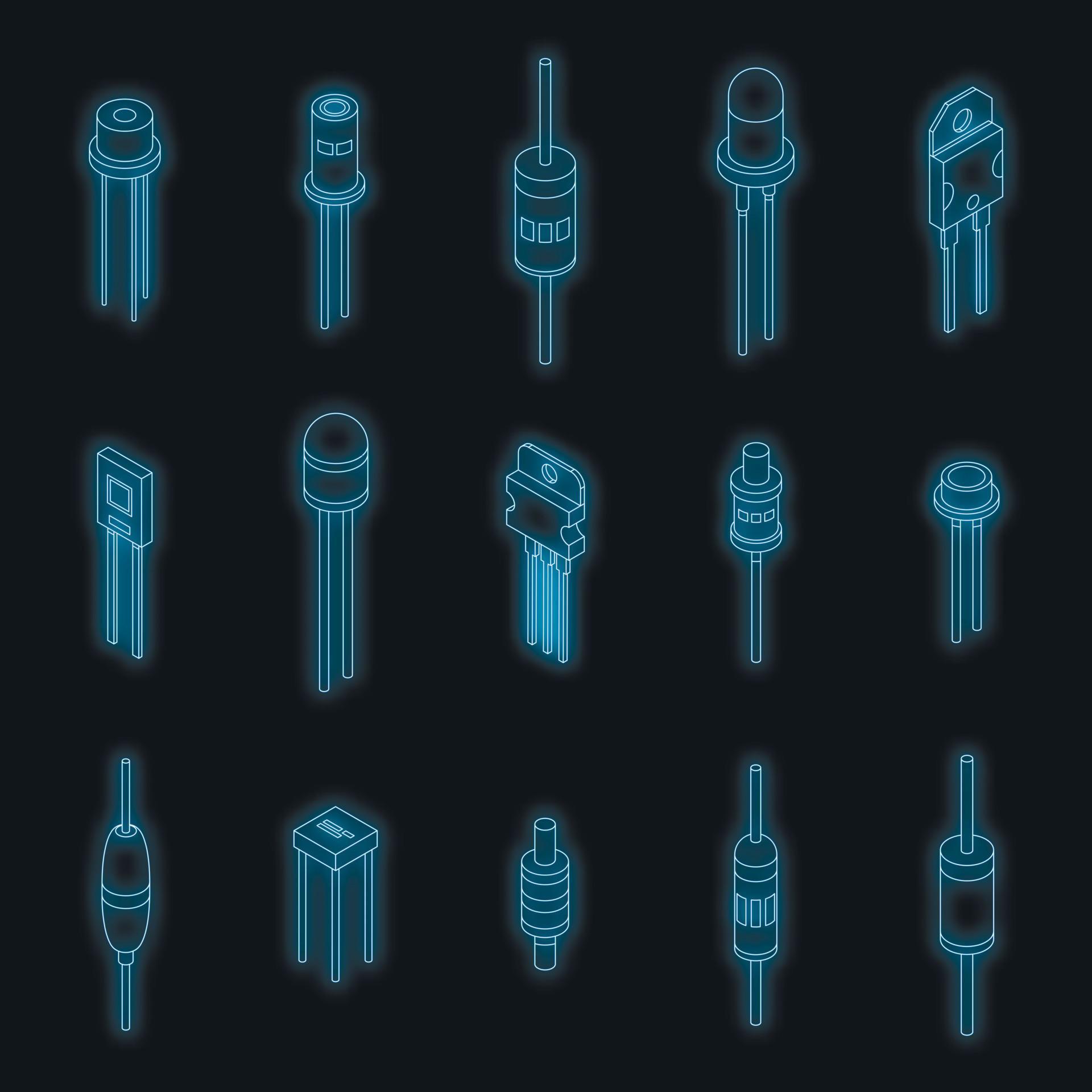 Diode icons set vector neon 12463651 Vector Art at Vecteezy