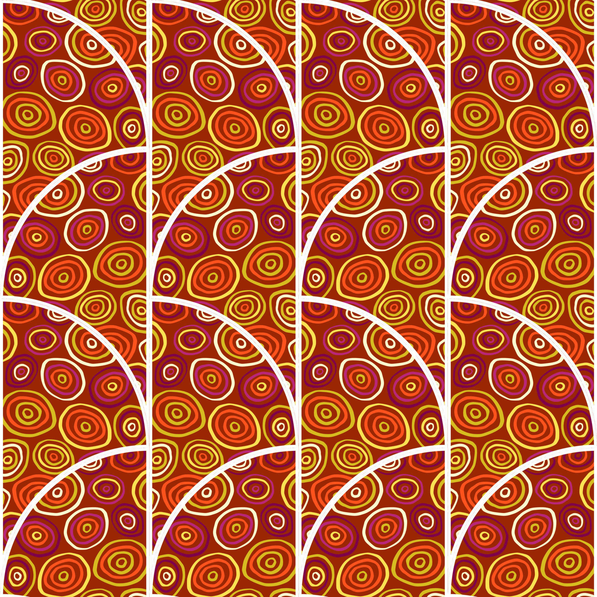 Circle shapes seamless pattern in doodle style. Decorative kaleidoscope ...