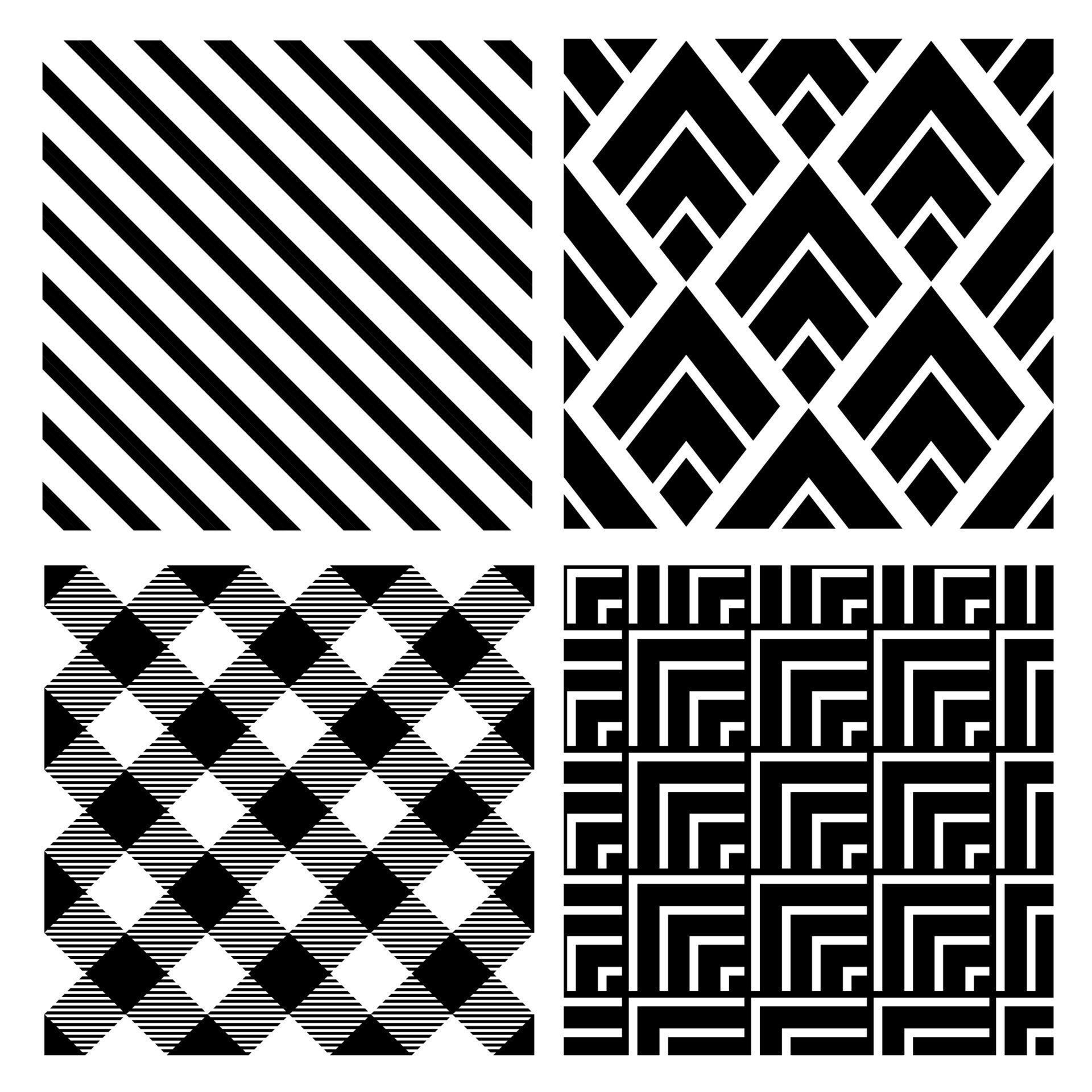 Silhouette Of A Geometric Black And White Pattern Seamless Tile Pastel Cut File Vector Set