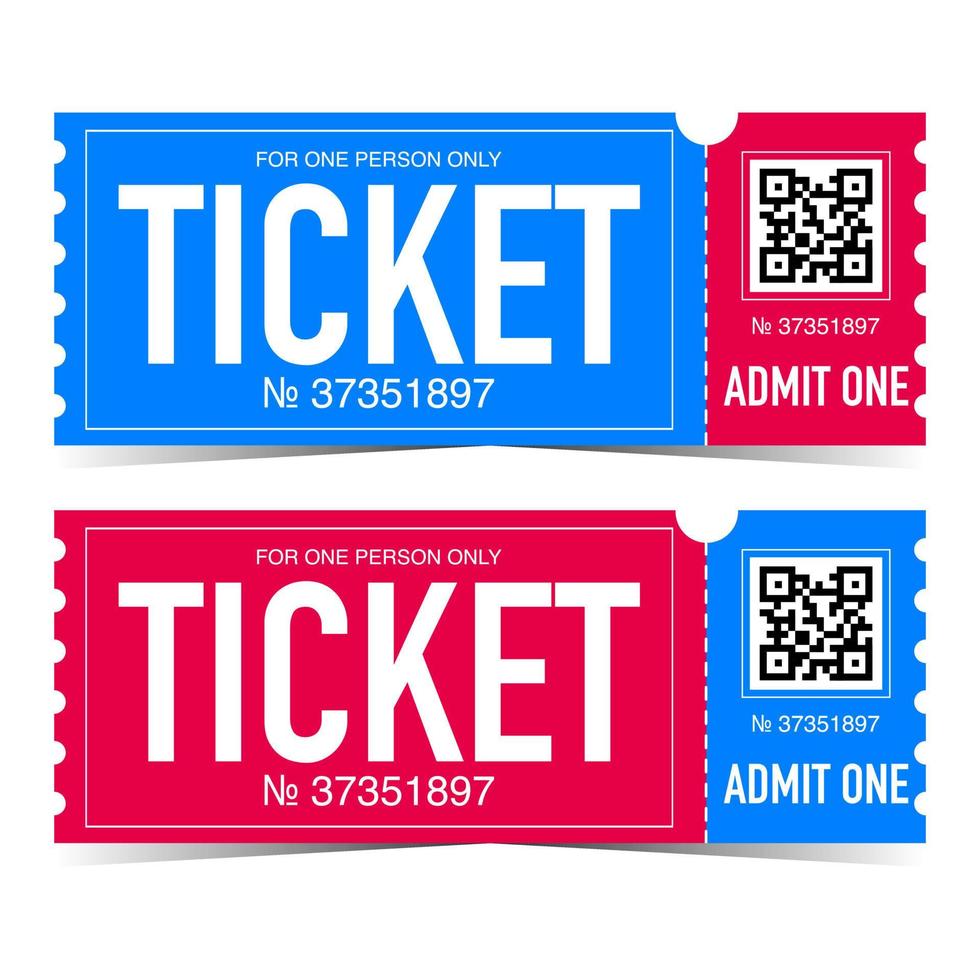 Ticket template design vector illustration in flat style. Horizontal ...