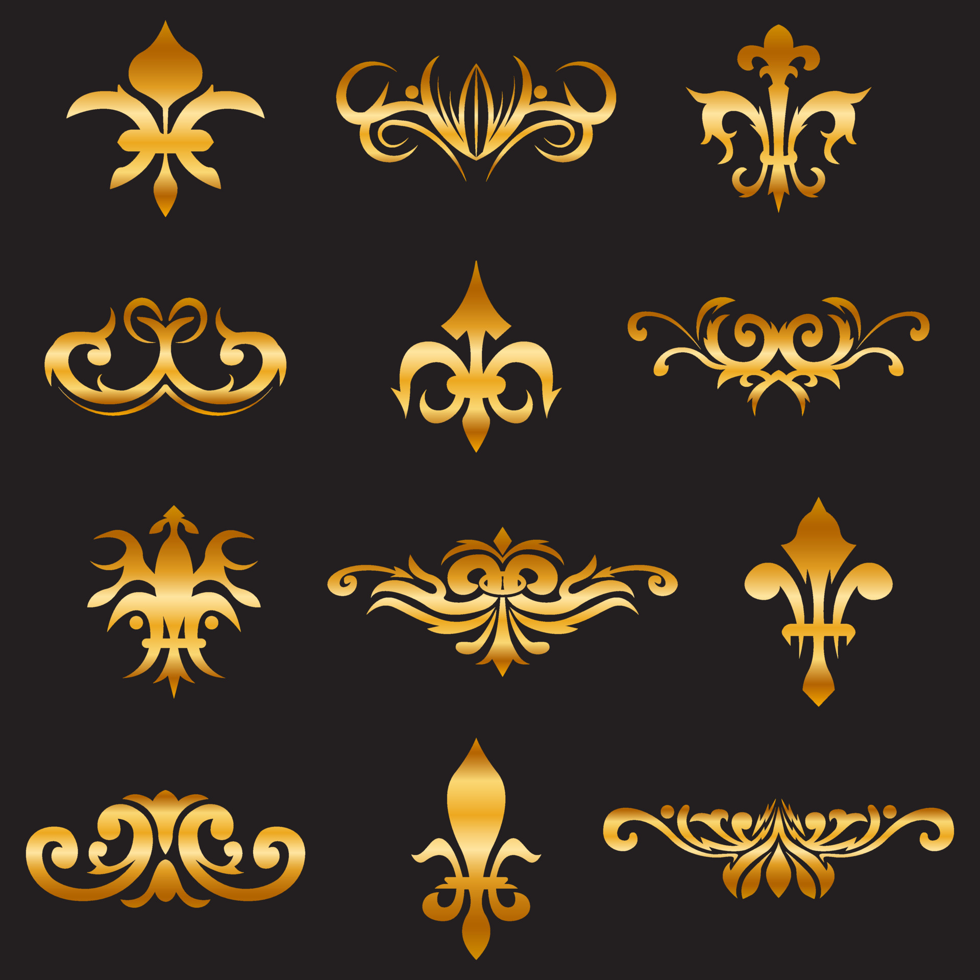 Gold vintage decoration. Vintage floral ornament. Decorative vector ... Gold vintage decoration. Vintage floral ornament. Decorative vector ...