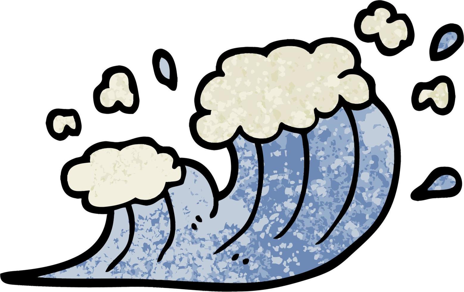 grunge textured illustration cartoon wave crashing 12477394 Vector Art ...