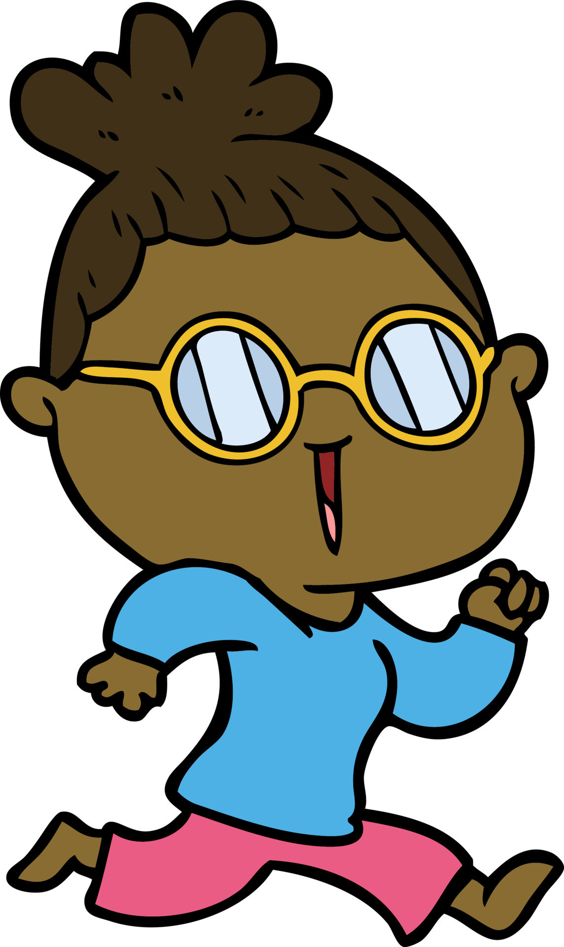 cartoon running woman wearing spectacles 12479183 Vector Art at Vecteezy