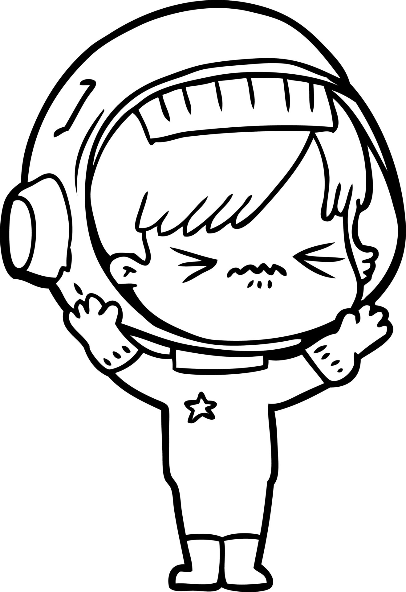 Angry Cartoon Space Girl 12480010 Vector Art At Vecteezy