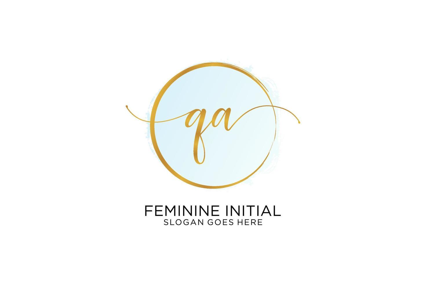 Initial Qa Handwriting Logo With Circle Template Vector Signature Wedding Fashion Floral And