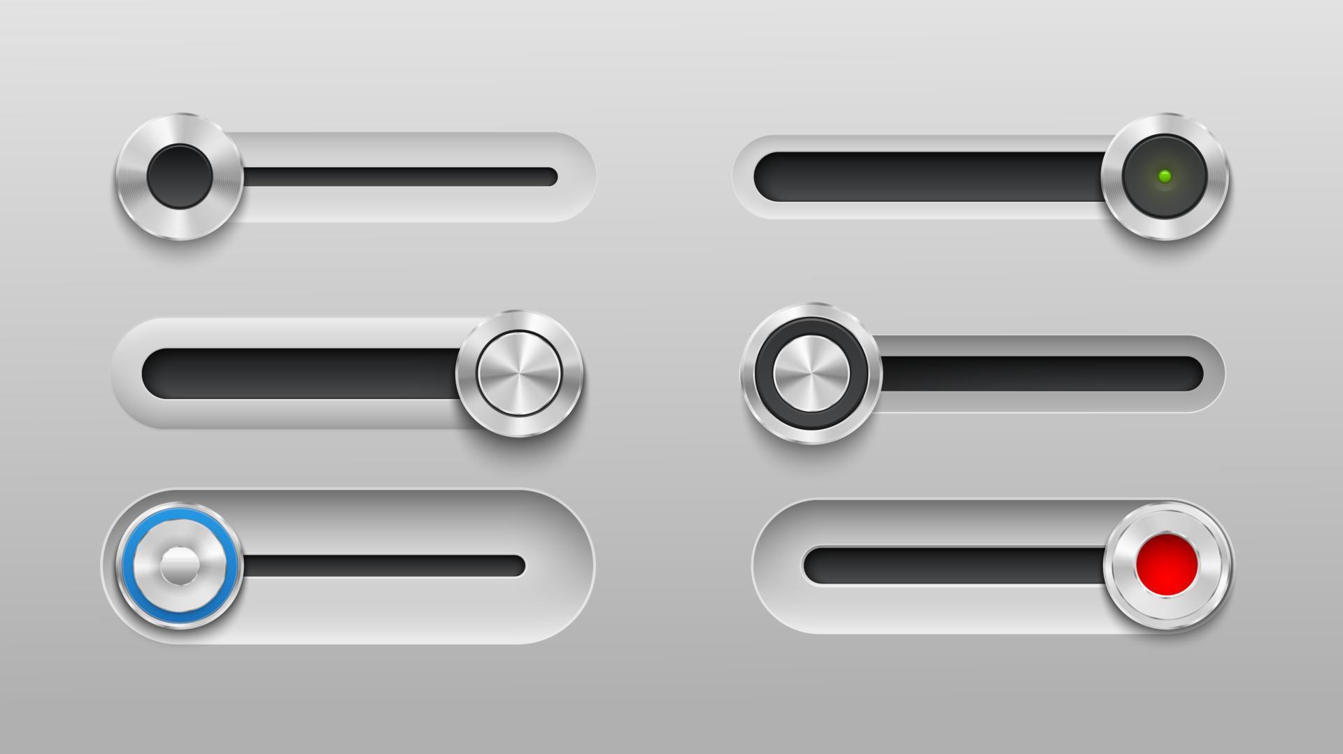 UI slider bar buttons, volume switch slide toggles 12484391 Vector Art ...