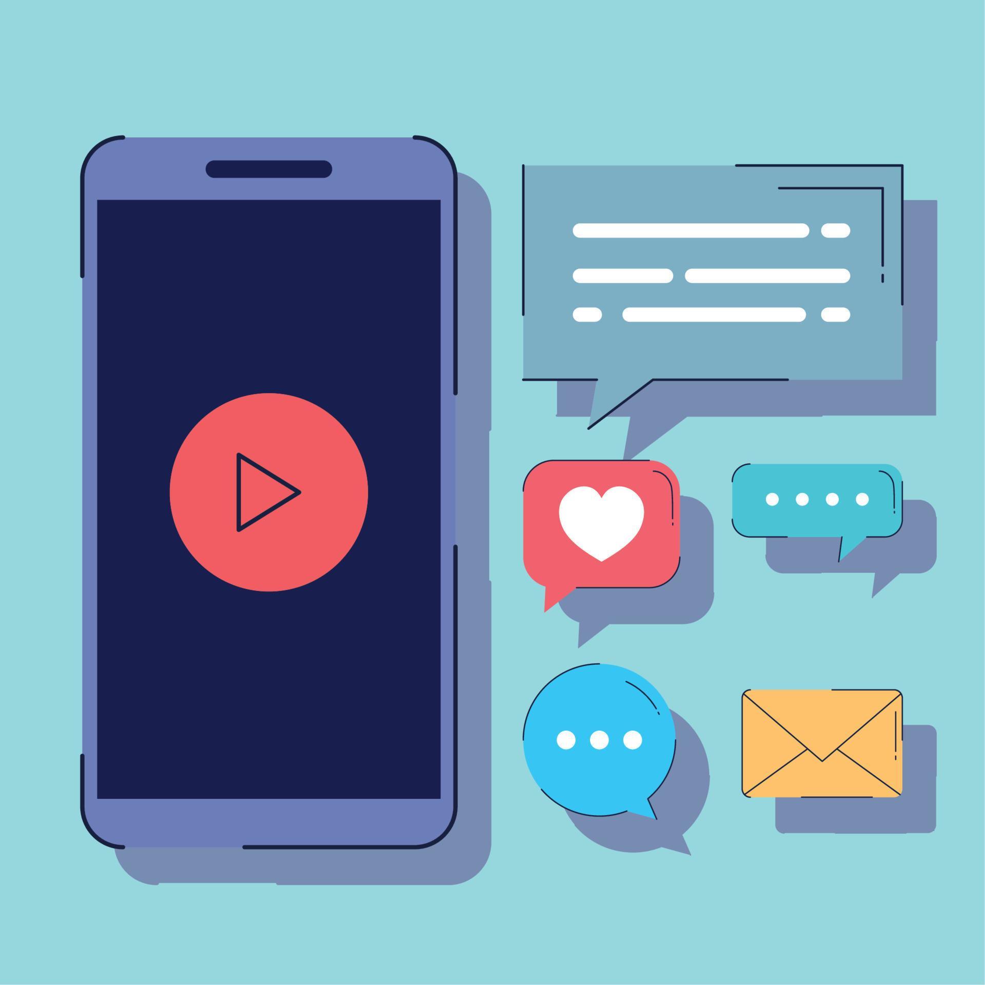 speech bubbles and smartphone 12486948 Vector Art at Vecteezy