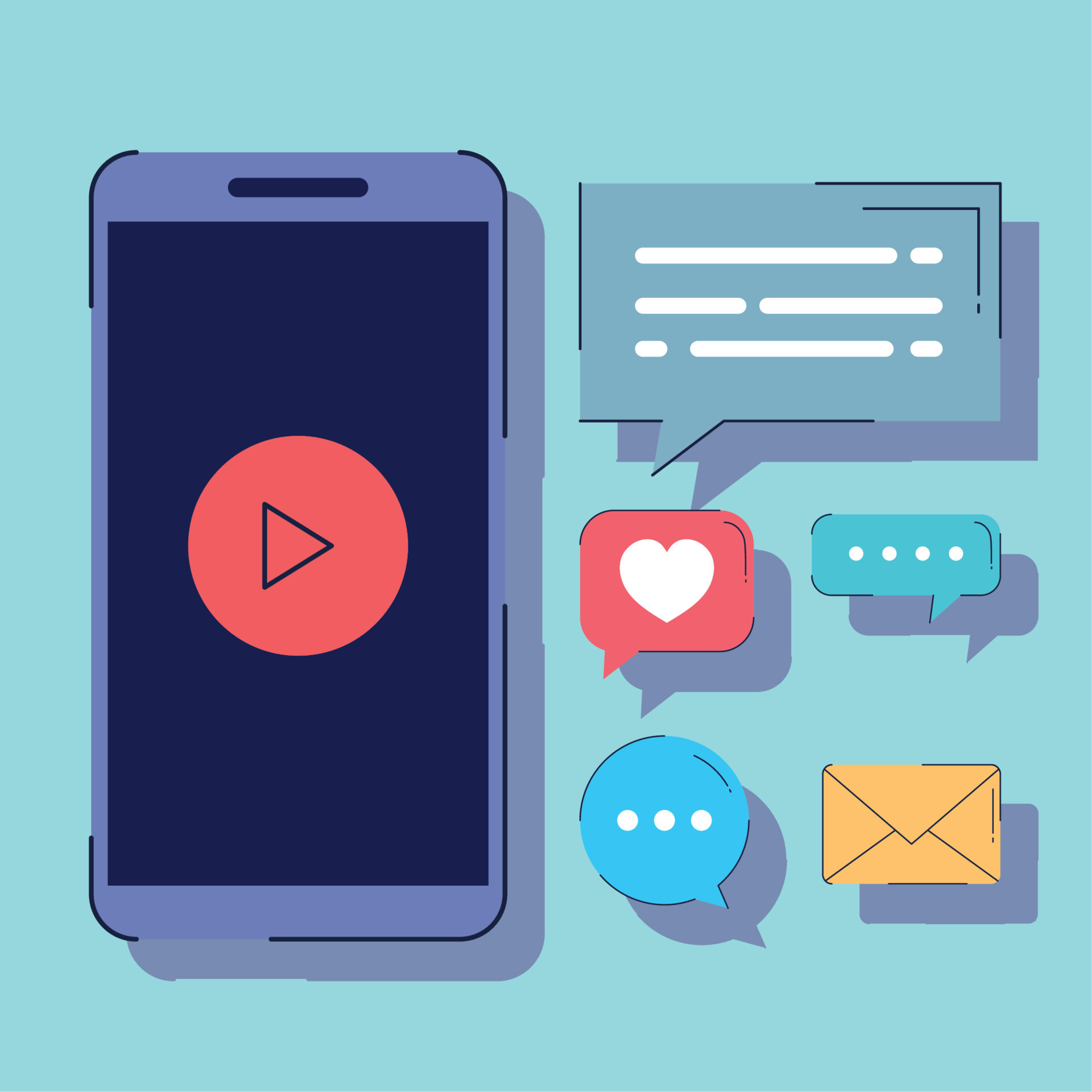 speech bubbles and smartphone 12486948 Vector Art at Vecteezy