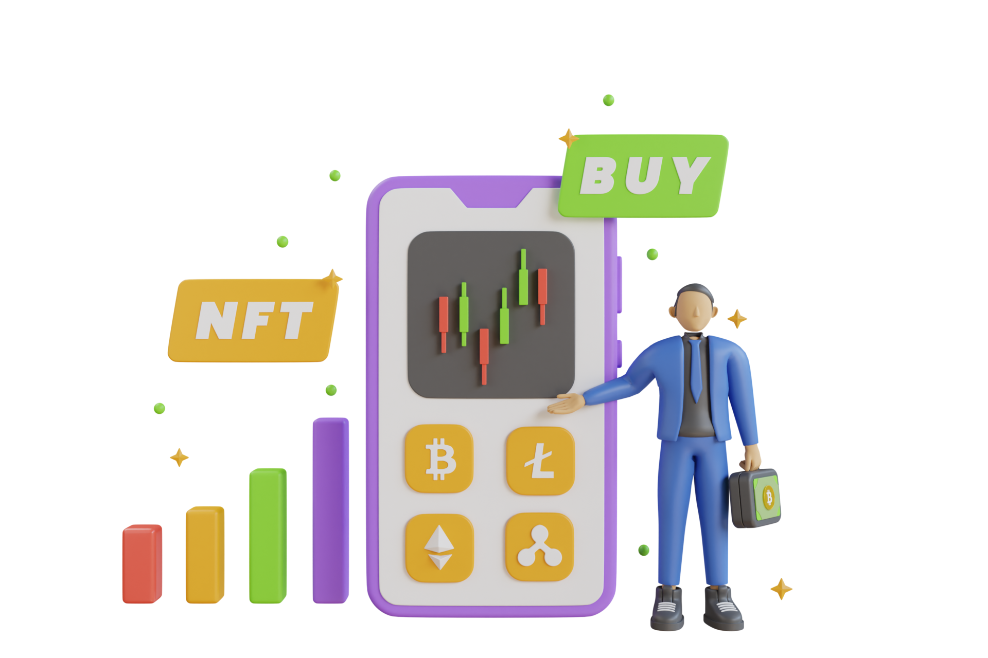 botão de compra de token não fungível nft para arte criptográfica em fundo azul. Conceito de ...