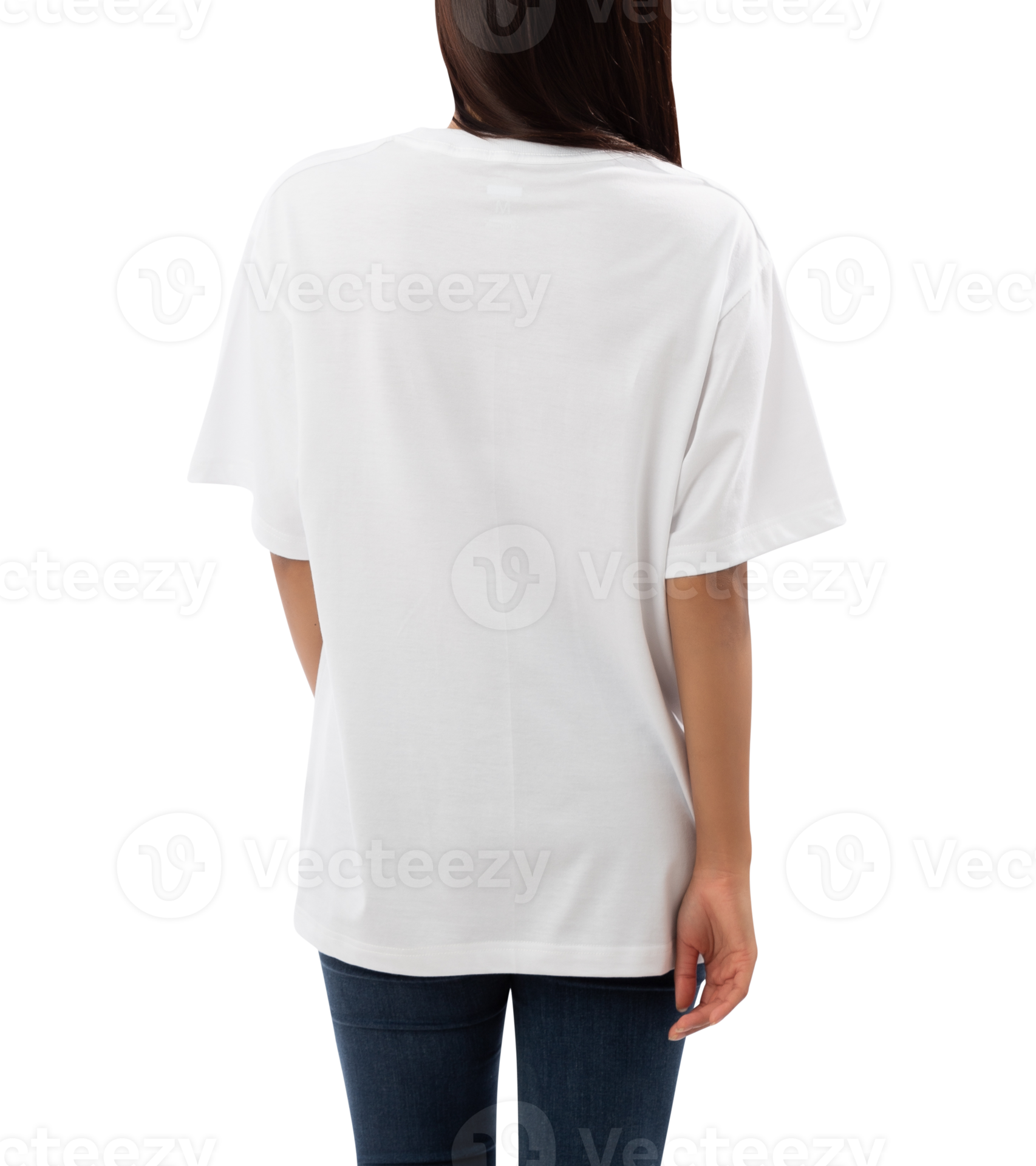 Young Woman In White Oversize T Shirt Mockup Cutout Png File 12487214 Png