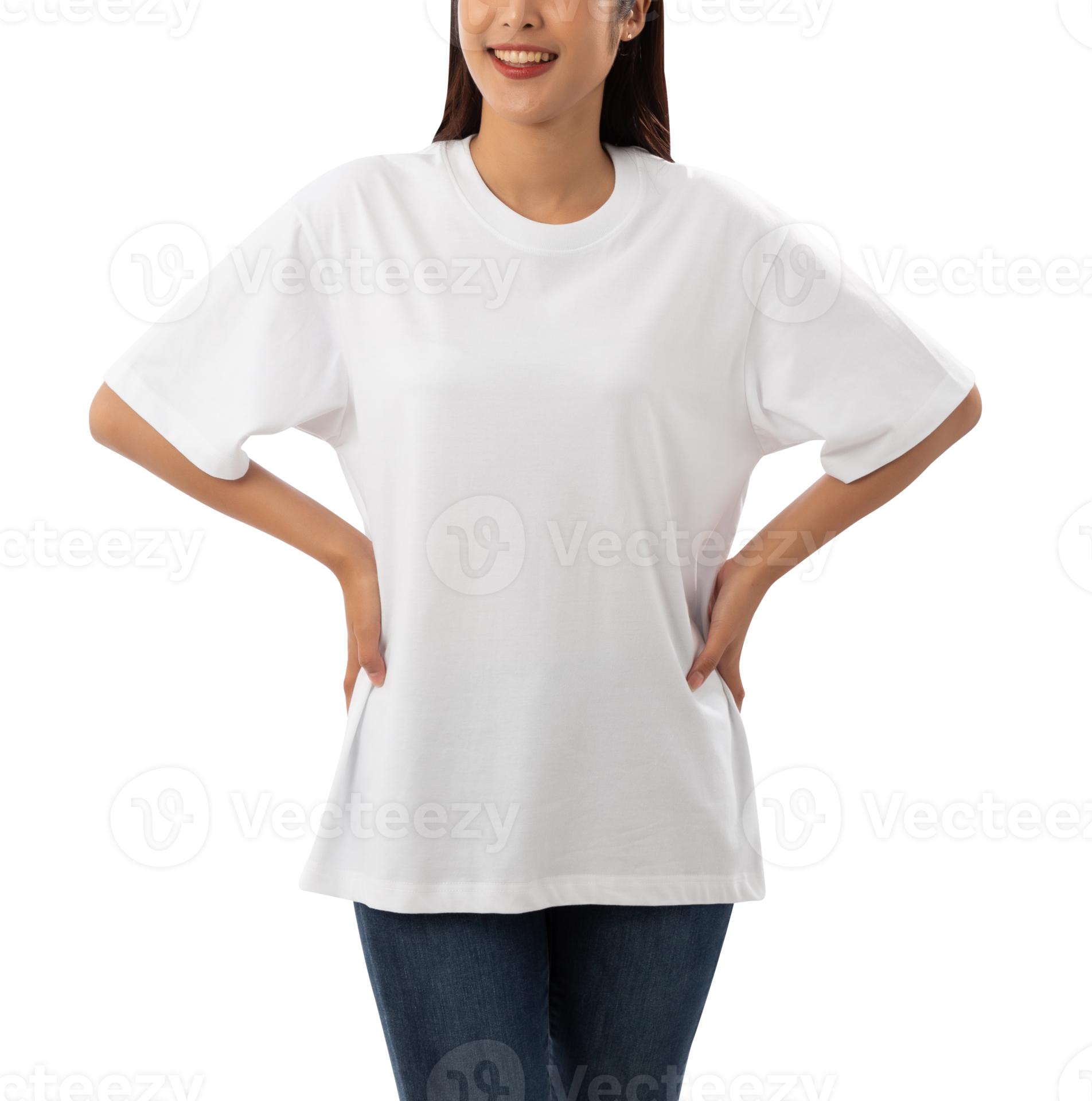 Young Woman In White Oversize T Shirt Mockup Cutout Png File 12487250 Png