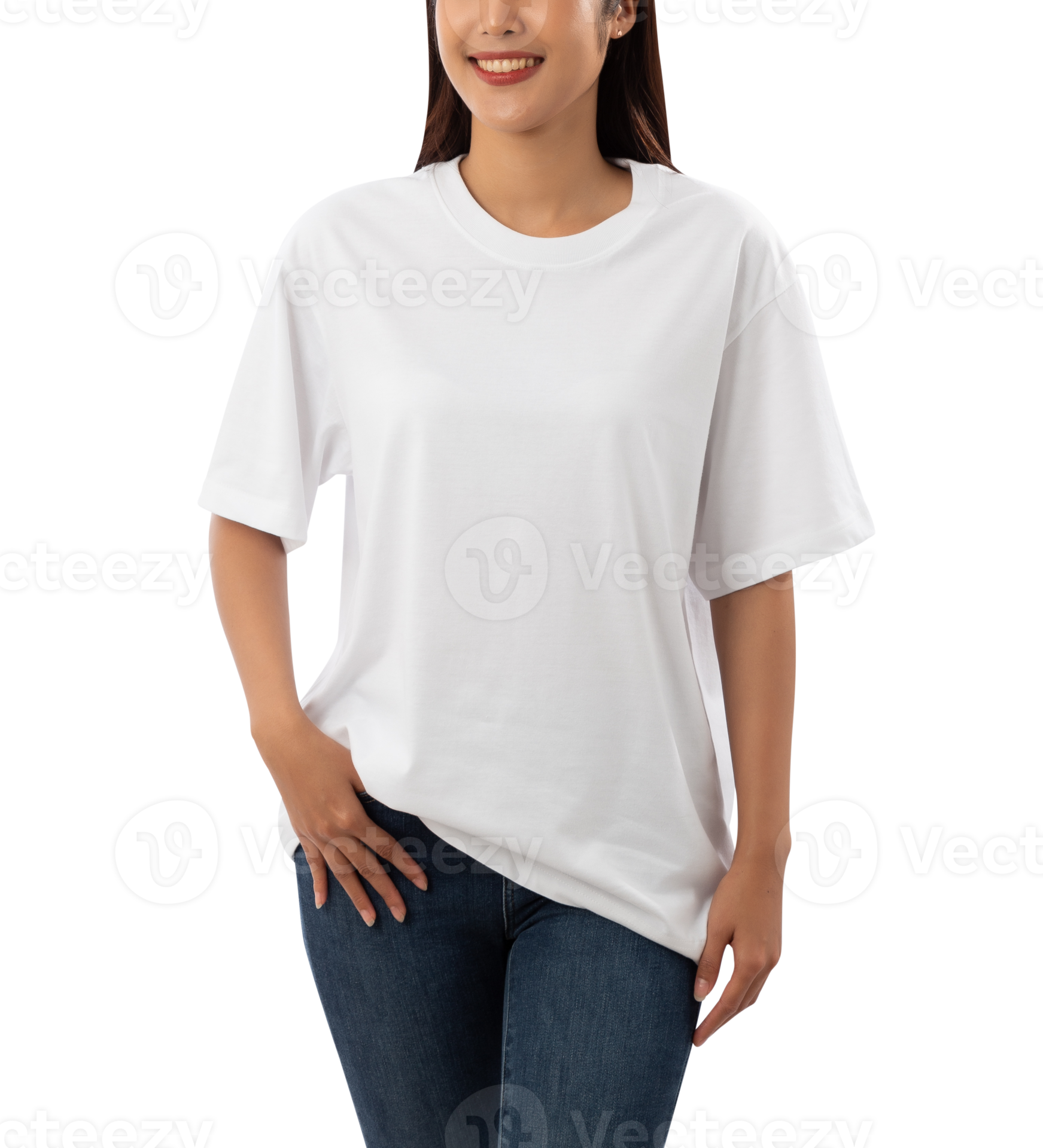 Young Woman In White Oversize T Shirt Mockup Cutout Png File 12487260 Png