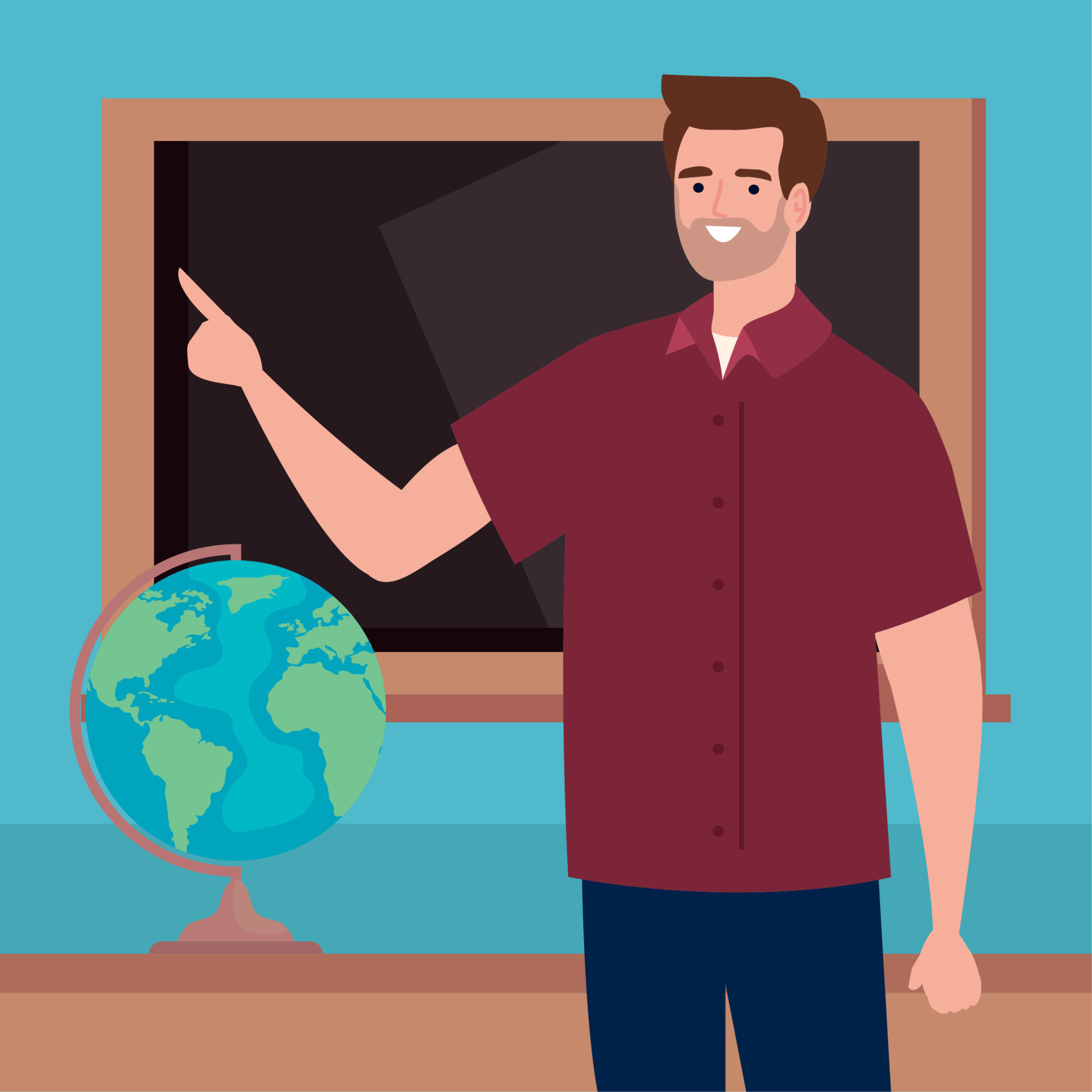 Geography Male Teacher In Classroom 12487378 Vector Art At Vecteezy
