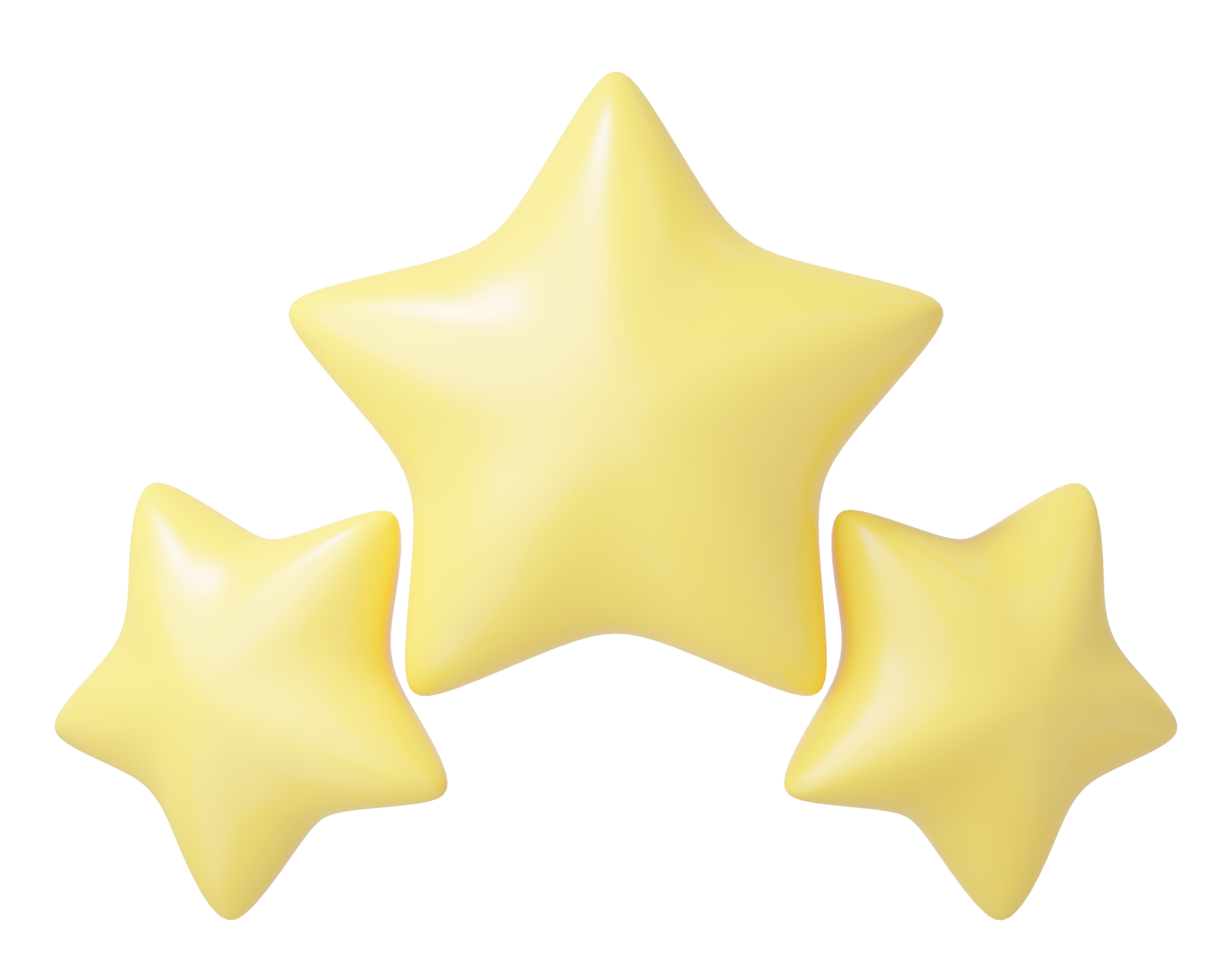 3D 3 lucky star icon. Three cute smooth yellow stars glossy isolated on transparent. New ...