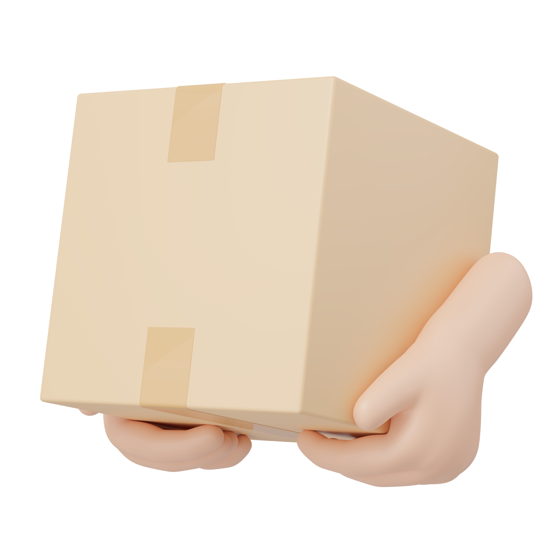 3d Hand holding brown cardboard box and floating on transparent ... 3d Hand holding brown cardboard box and floating on transparent ...