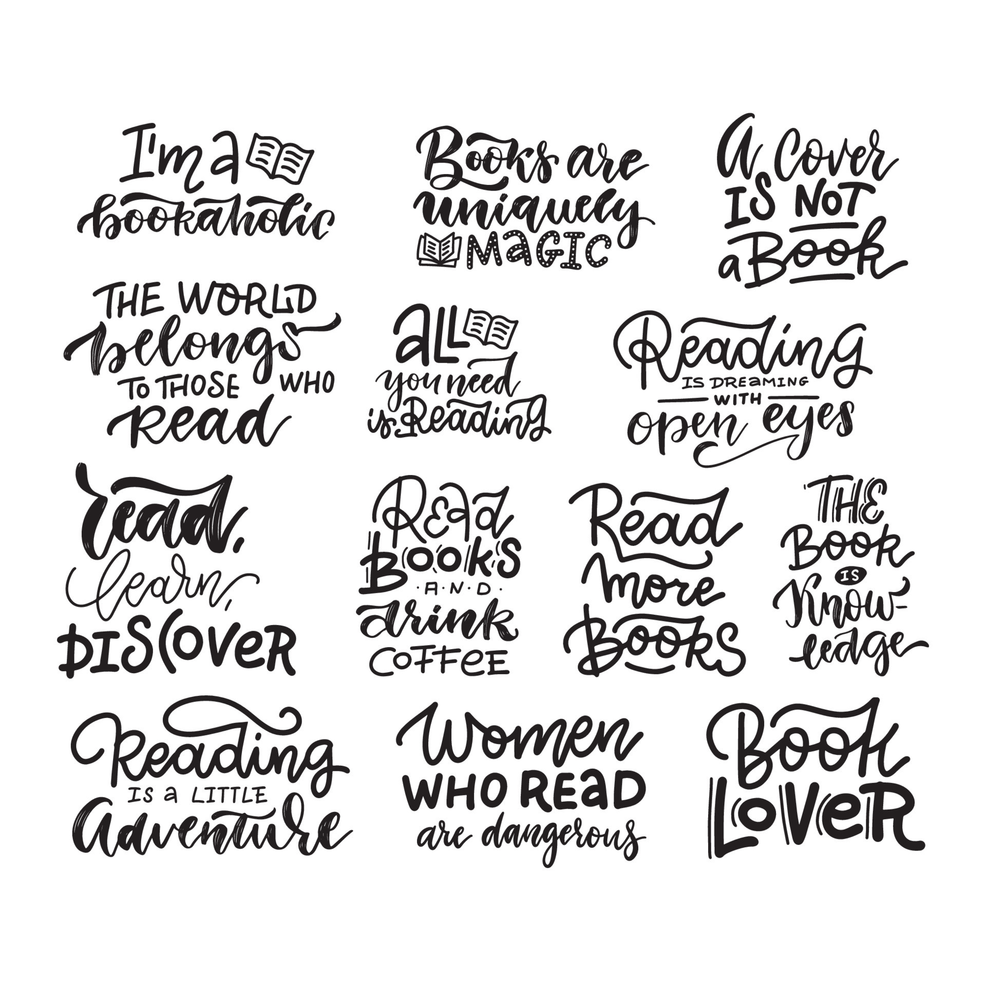 Love Reading Book Lettering Phrases Set Collection Of Hand Drawn love-reading-book-lettering-phrases-set-collection-of-hand-drawn