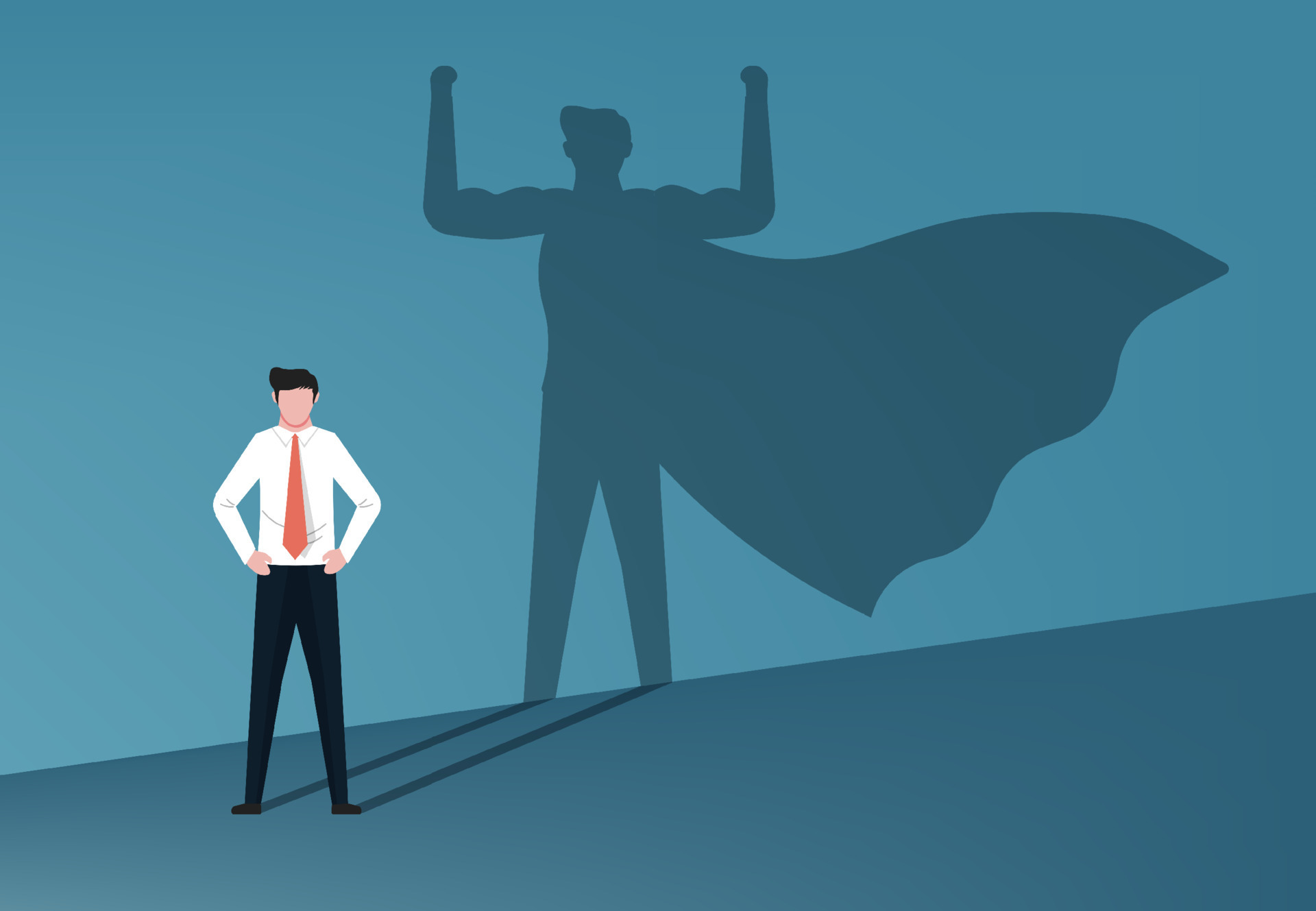 Businessman With His Shadow Superhero Courage Leadership Ambition businessman-with-his-shadow-superhero-courage-leadership-ambition