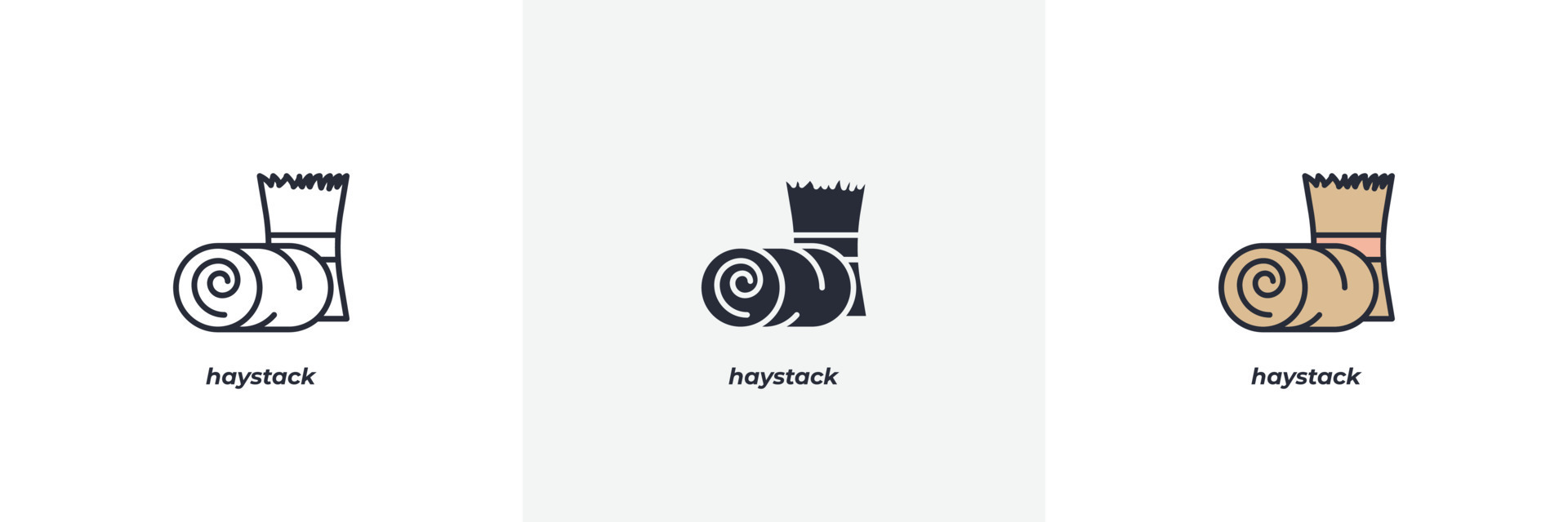 icono de pajar. línea, contorno sólido y relleno versión en color, contorno y signo de vector ...