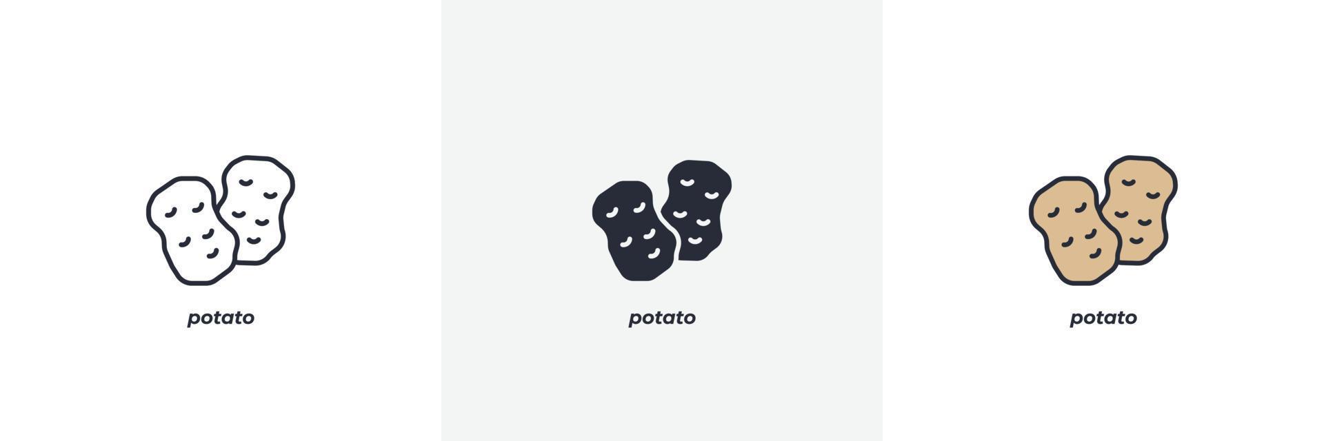 Potato Icon Line Solid And Filled Outline Colorful Version Outline And Filled Vector Sign