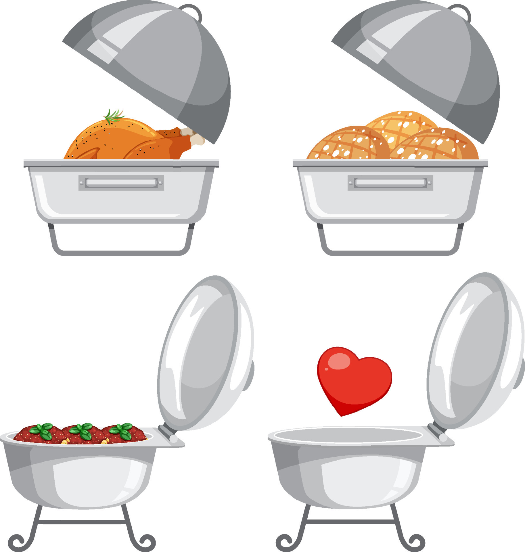 Set of buffet catering foods 12495917 Vector Art at Vecteezy