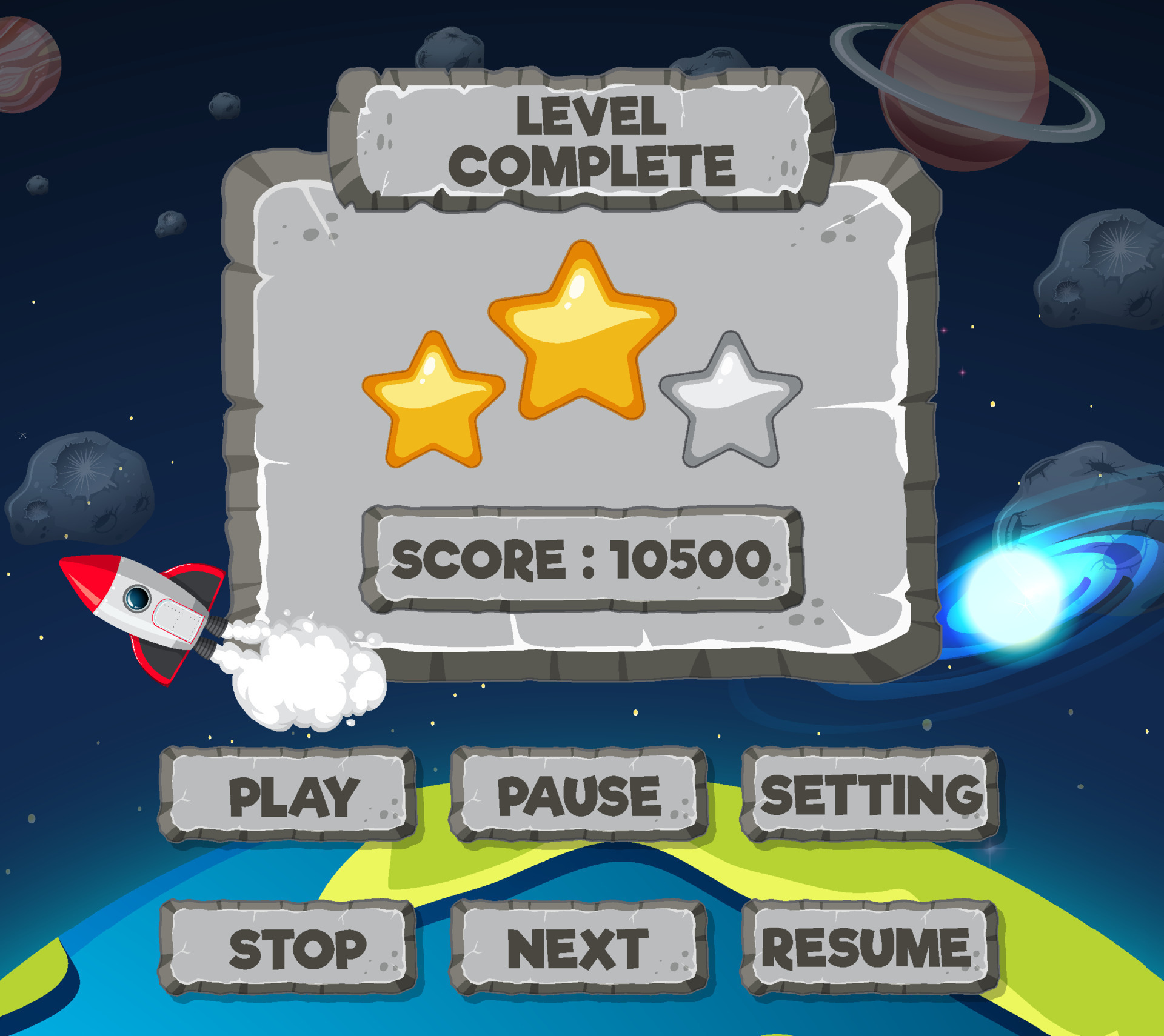 Space Game Background Template And Elements 12496590 Vector Art At Vecteezy