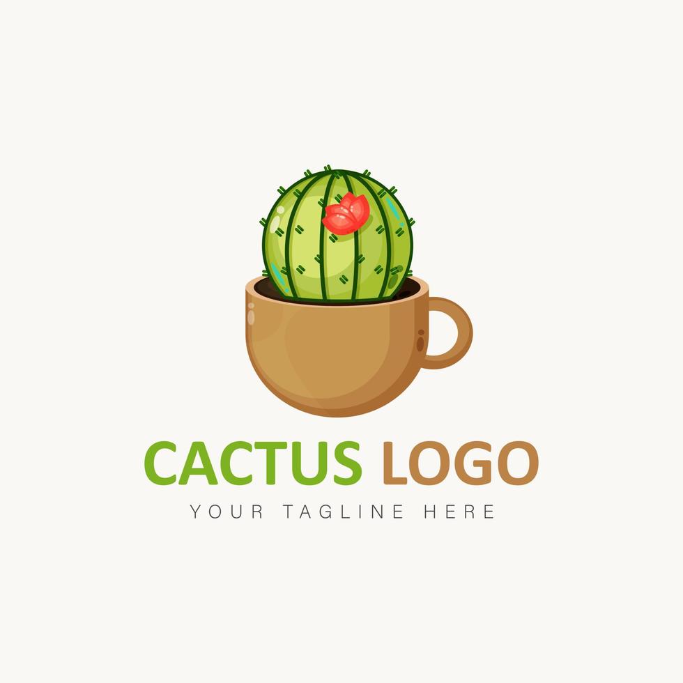 Cactus with coffee cup logo cartoon style icon illustration 12496628 ...