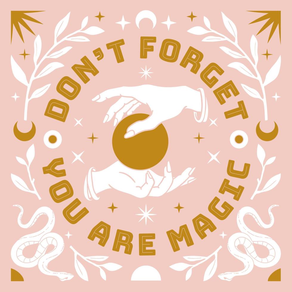 Boho mystical poster with inspirational quote trendy bohemian celestial ...