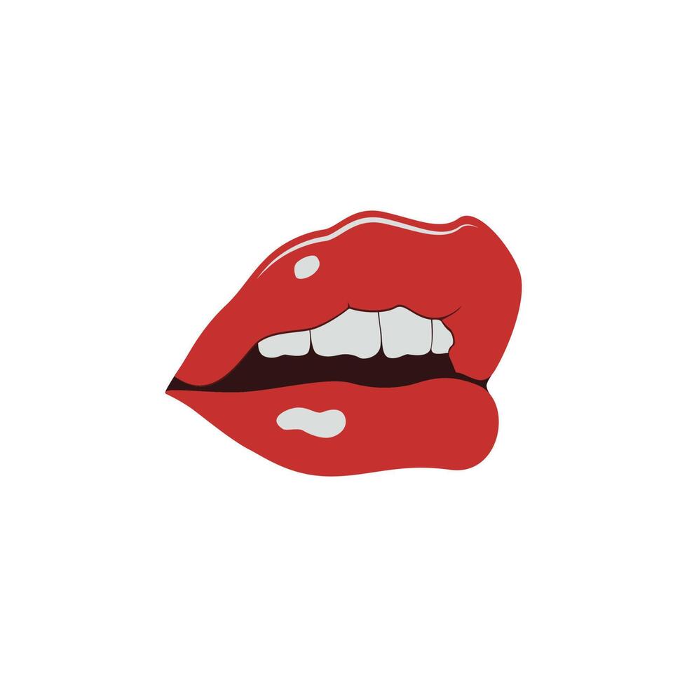Sexy Red Lips Icon Vector In Red Lipstick Vector Illustration