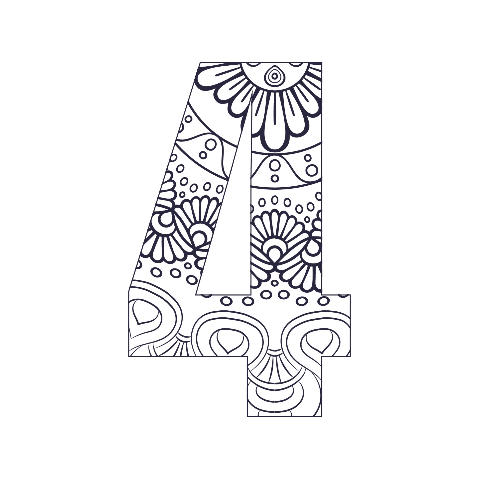 Mandala Number 4 Coloring Page With Vector Illustration Ornamental Font mandala-number-4-coloring-page-with-vector-illustration-ornamental-font