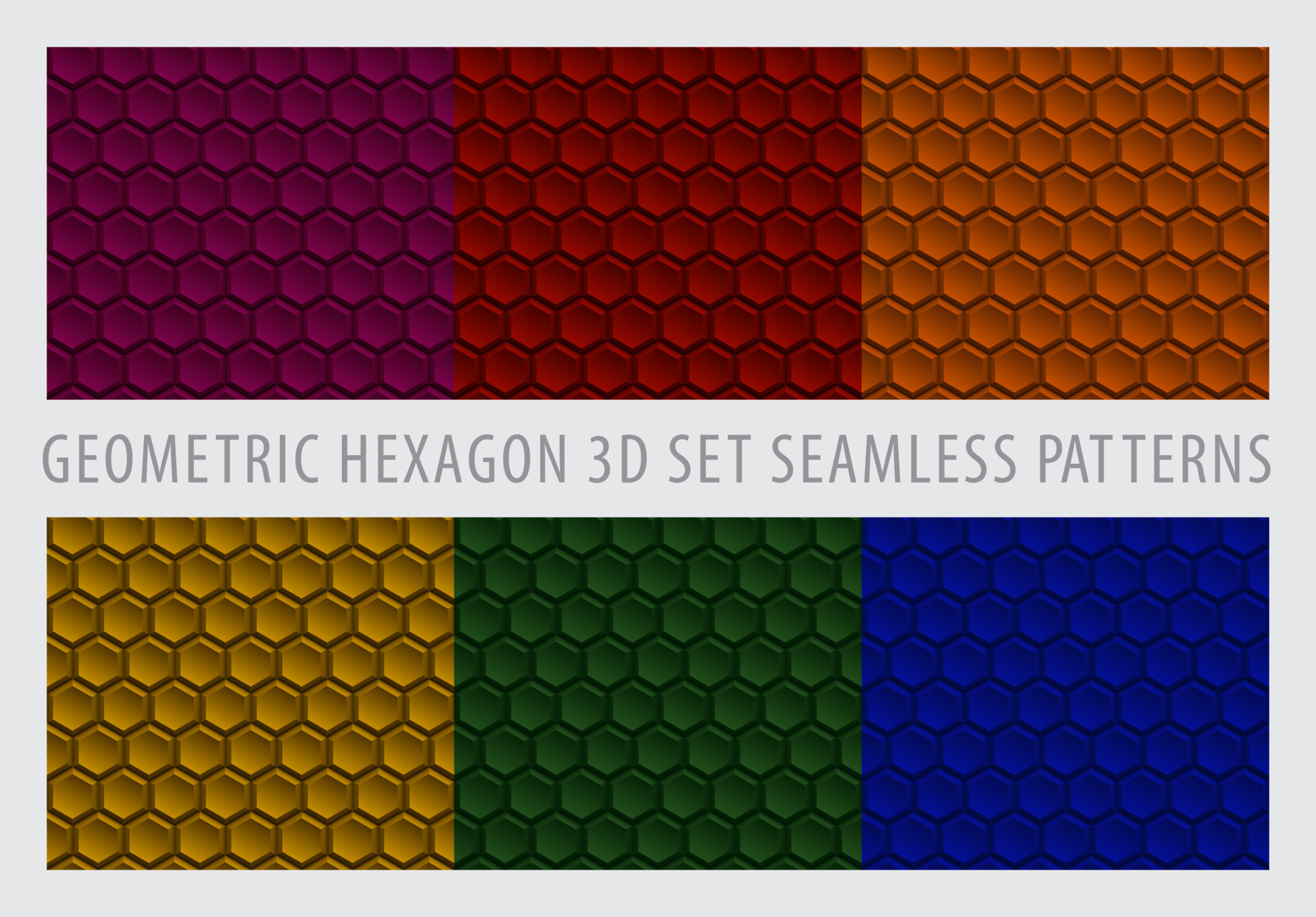 Geometric Hexagon 3D Set. Seamless Patterns. 12506943 Vector Art at ...