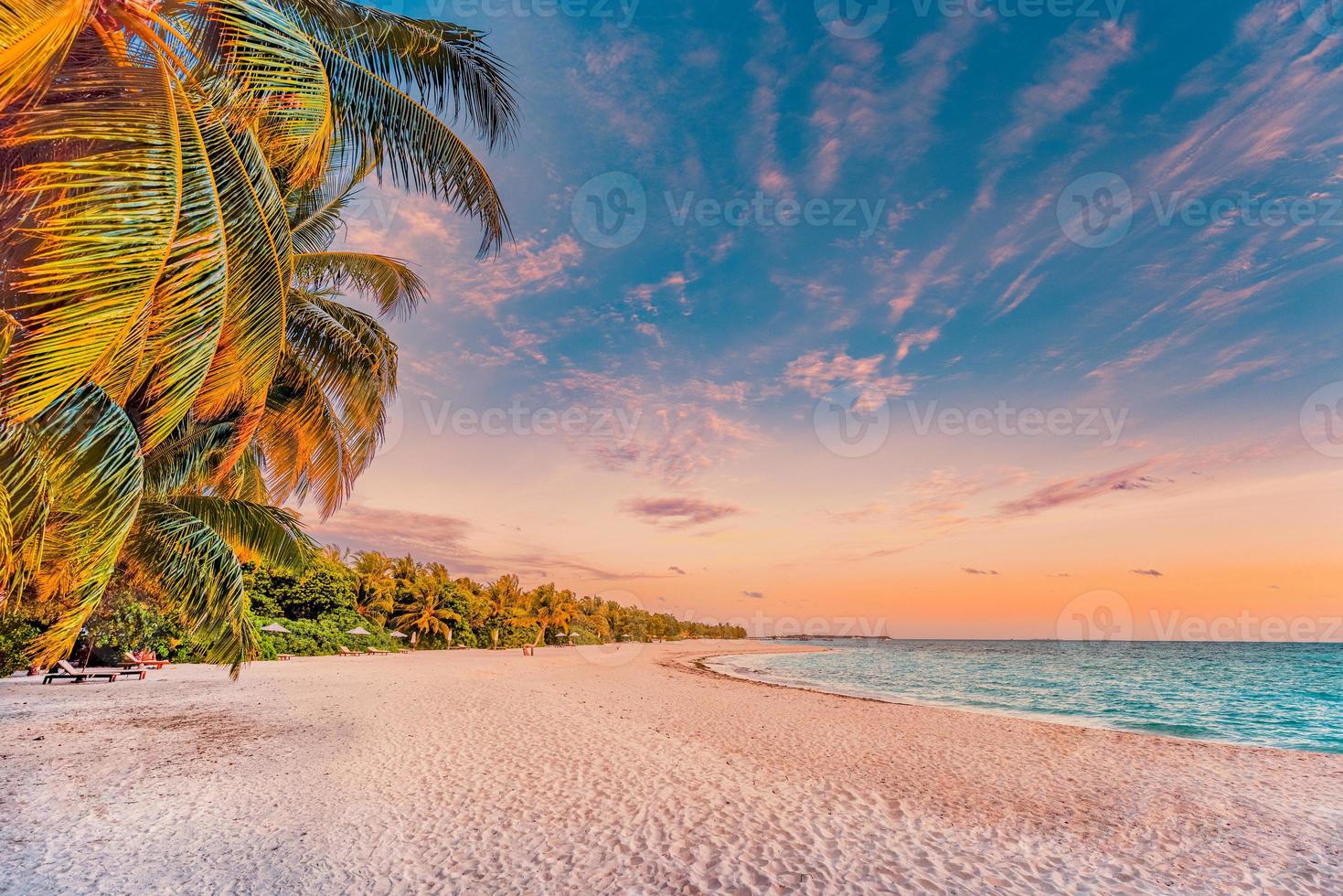 Fantastic closeup view of calm sea water waves with orange sunrise ...