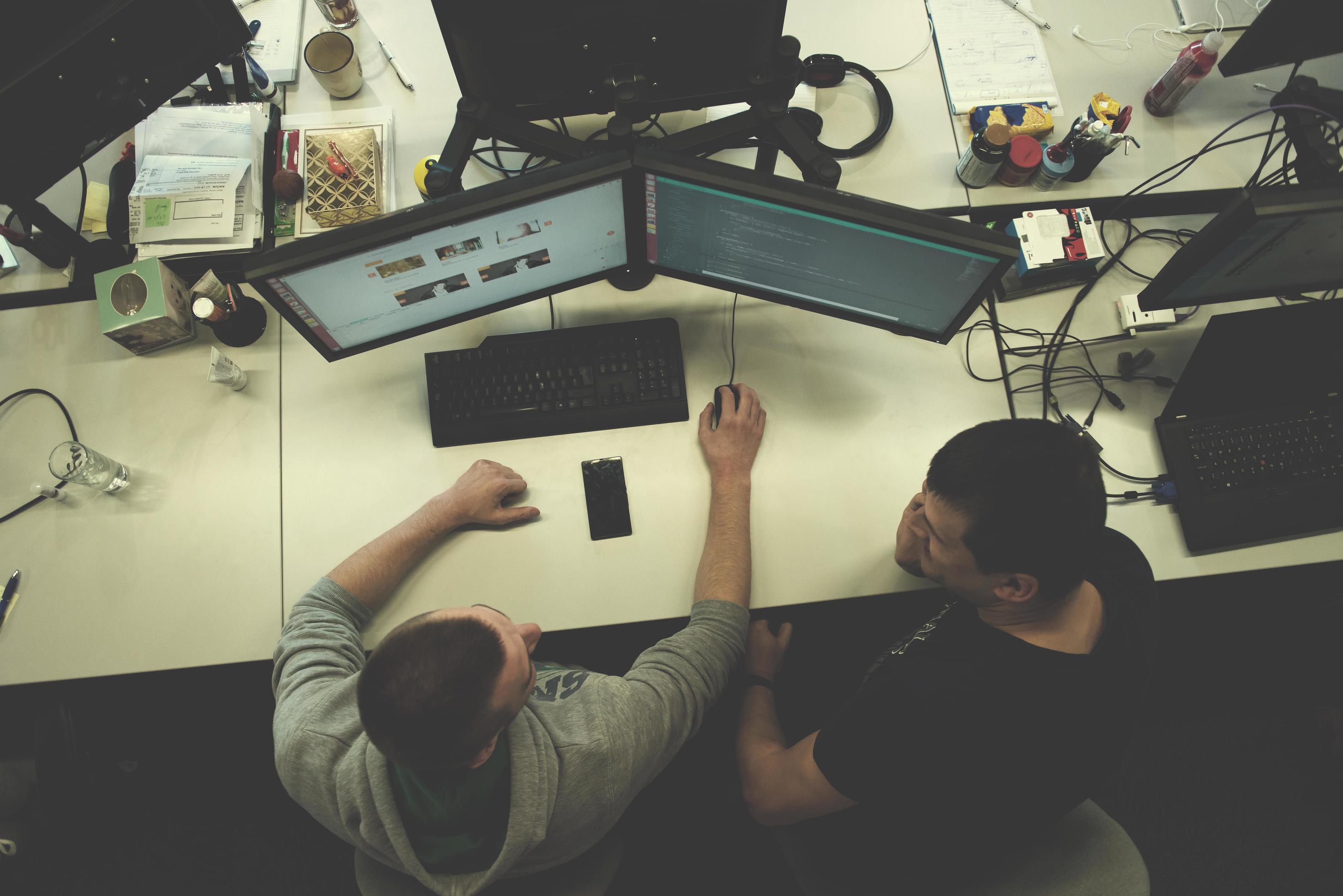 young programmers writing programming code top view 12509302 Stock ...