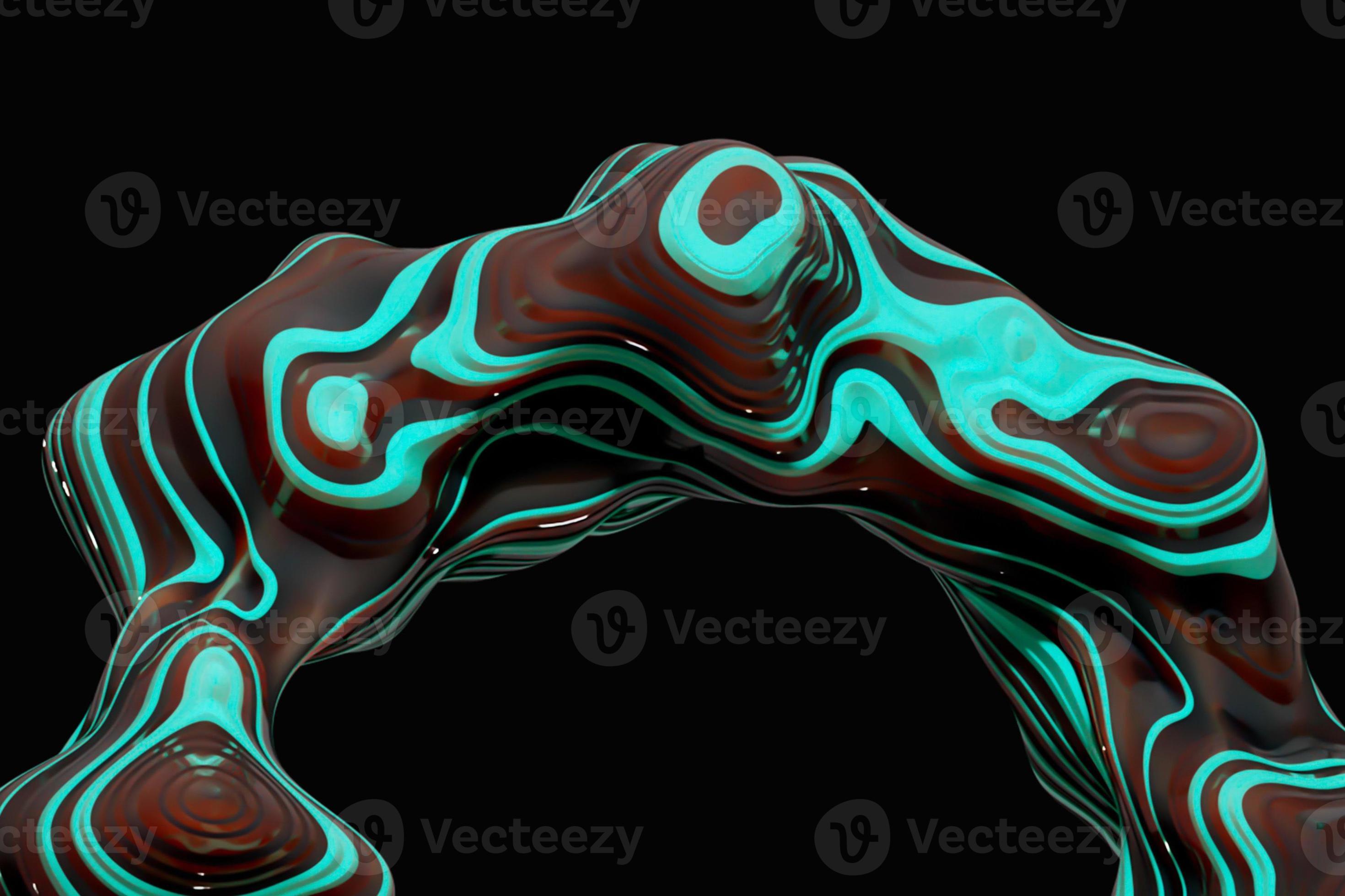 3D rendering of colorful abstract twisted wavy shape in motion. Computer generated geometric ...