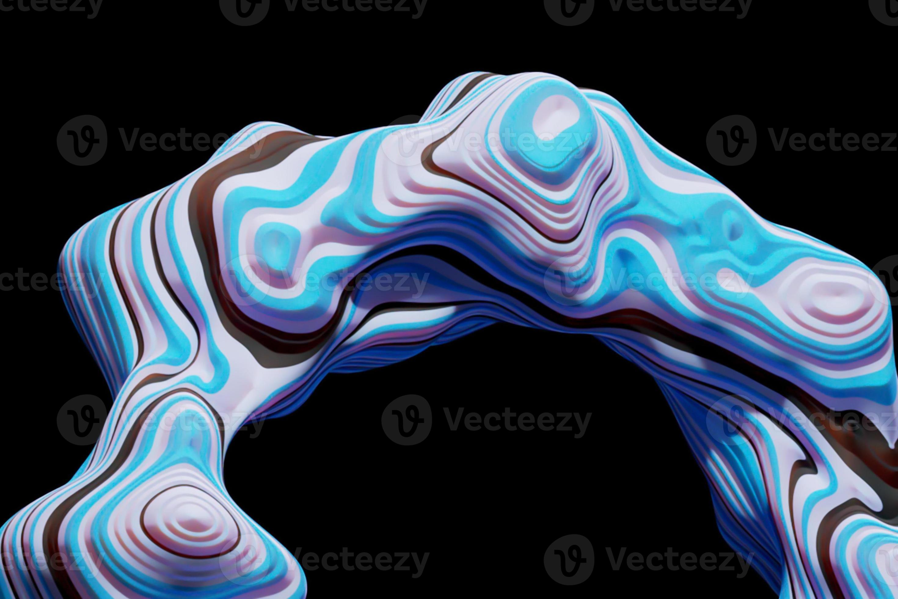 3D rendering of colorful abstract twisted wavy shape in motion. Computer generated geometric ...