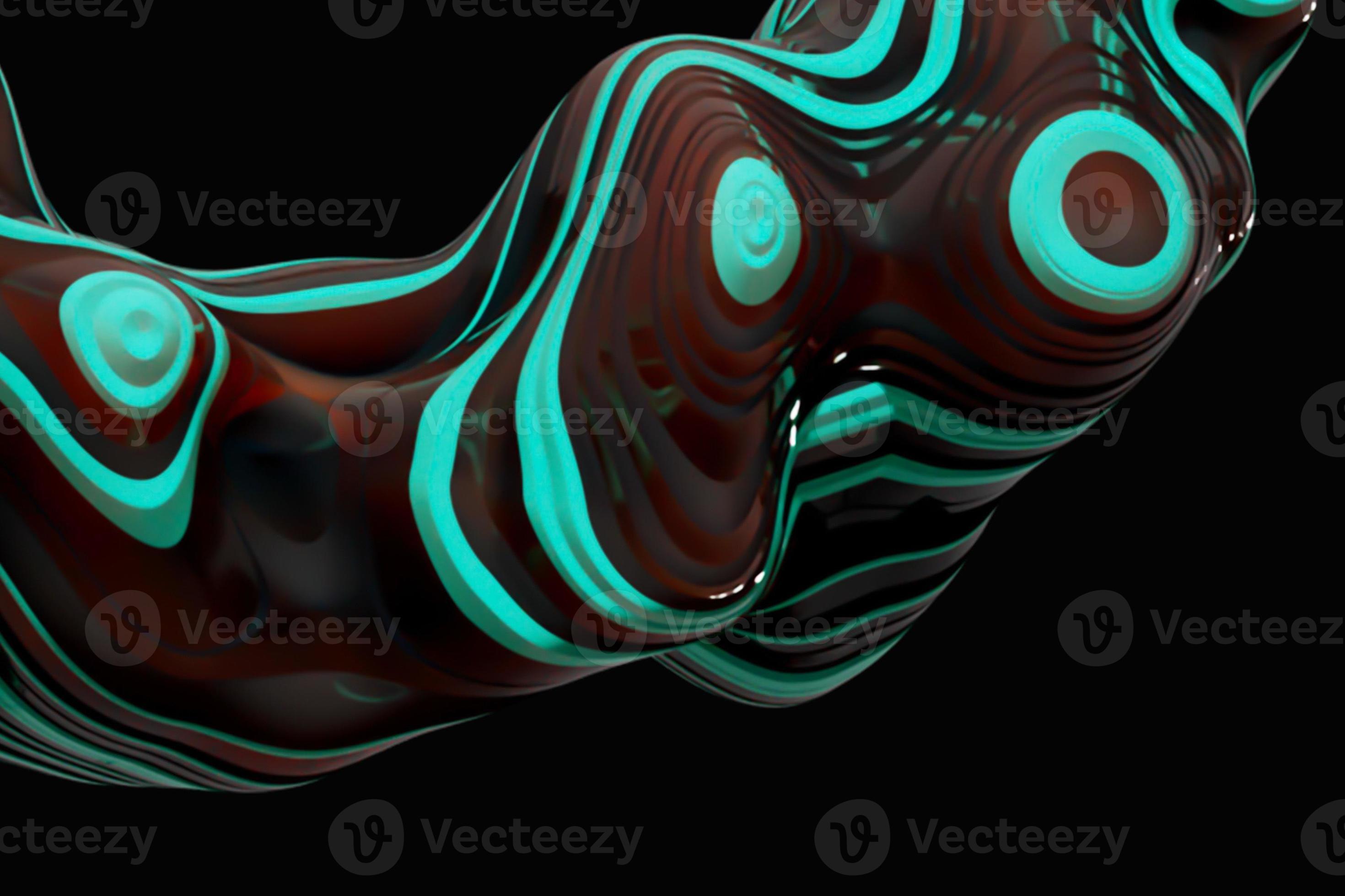 3D rendering of colorful abstract twisted wavy shape in motion. Computer generated geometric ...