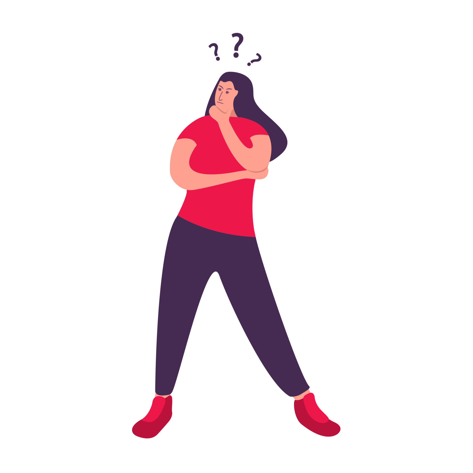 Thinking Woman With Question Mark Young Girl Thinking Cartoon