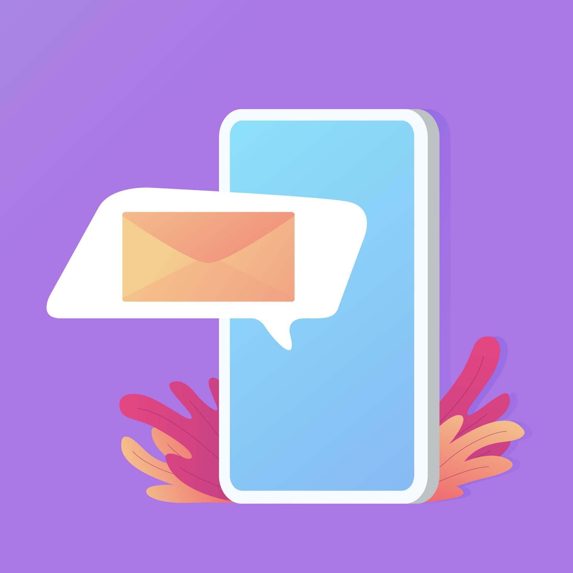 Smartphone speech bubble message. Receiving SMS. Email to phone ... Smartphone speech bubble message. Receiving SMS. Email to phone ...