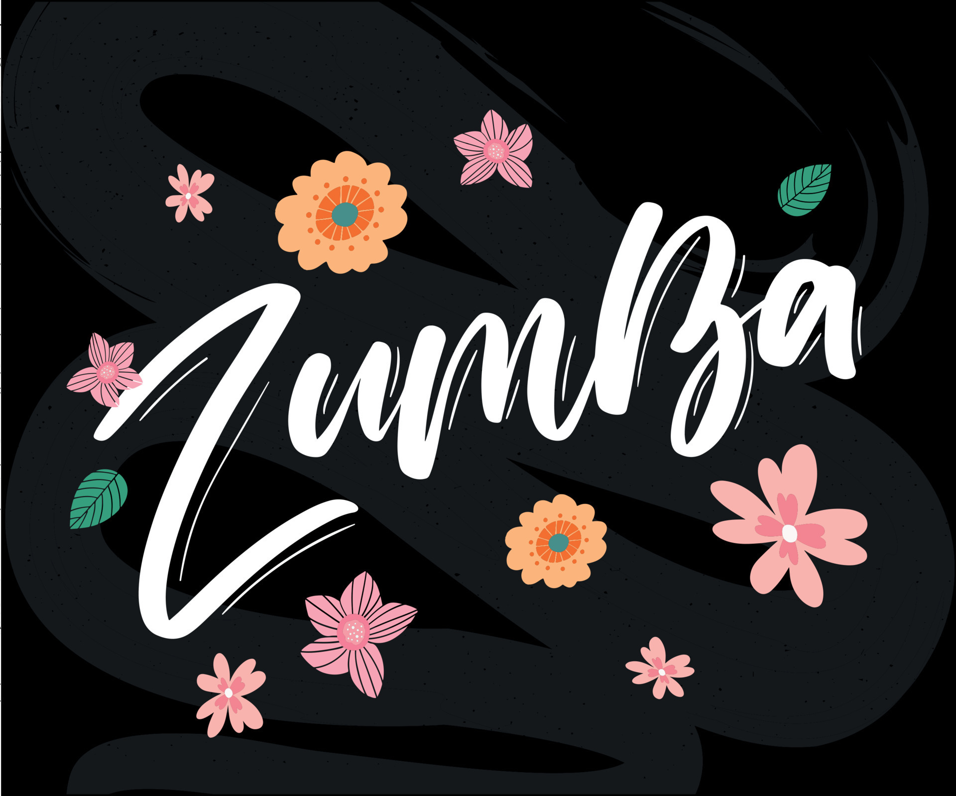 Zumba dance studio text. Calligraphy word banner design. Aerobic fitness. Vector hand lettering ...