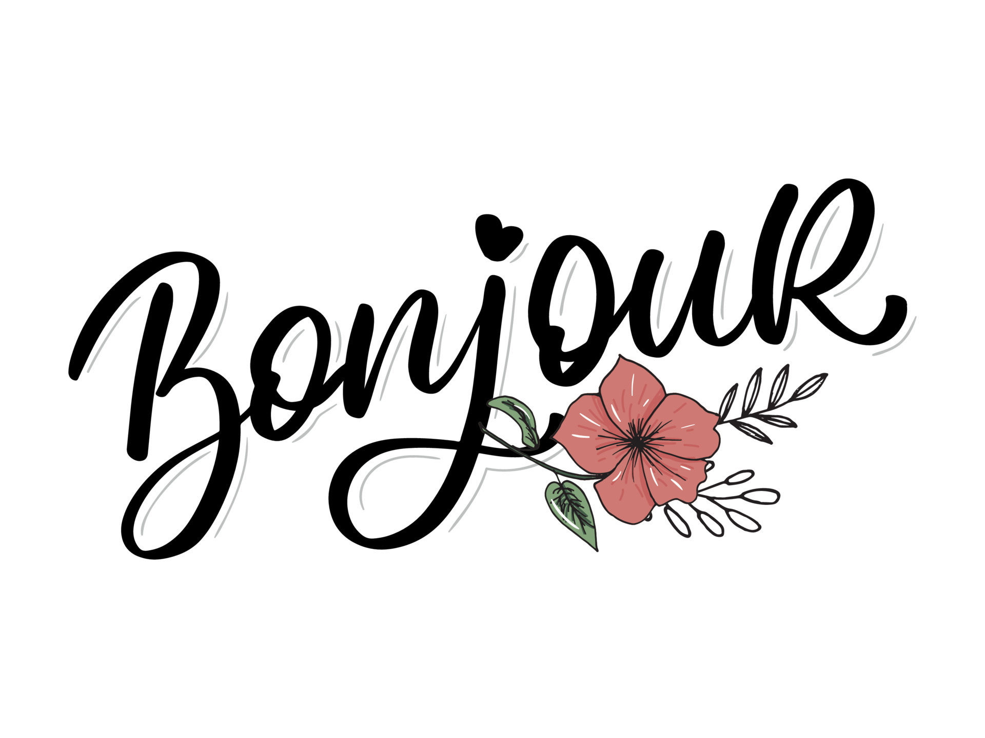 Bonjour Paris Phrase Vector Lettering Calligraphy Brush Chalkboard ...
