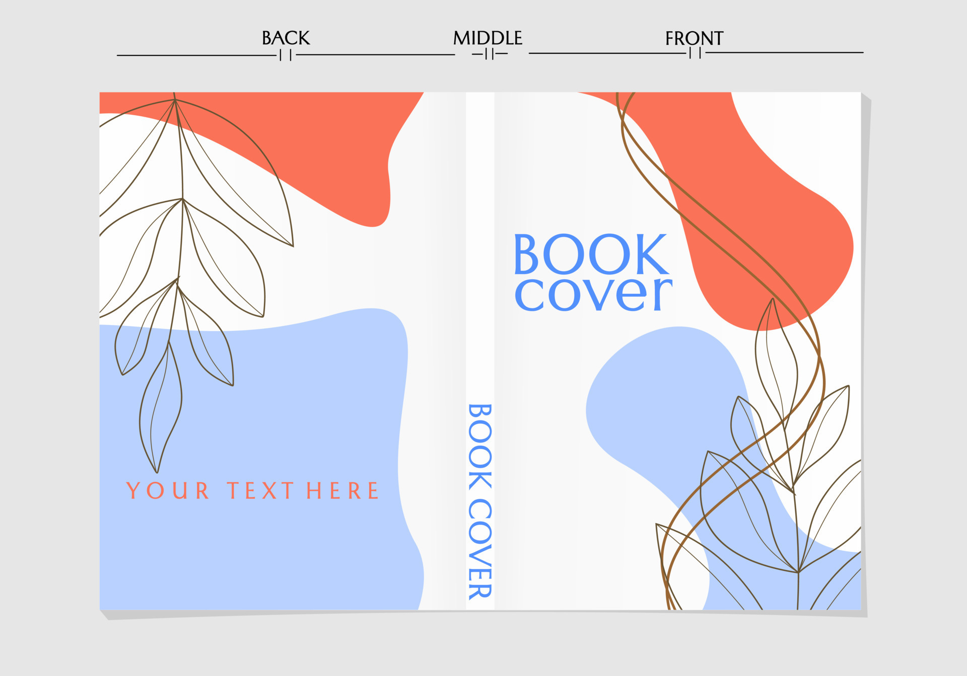 Book Covers With Minimal Design Aesthetic Boho Background And Hand Drawn Leaves For Annual